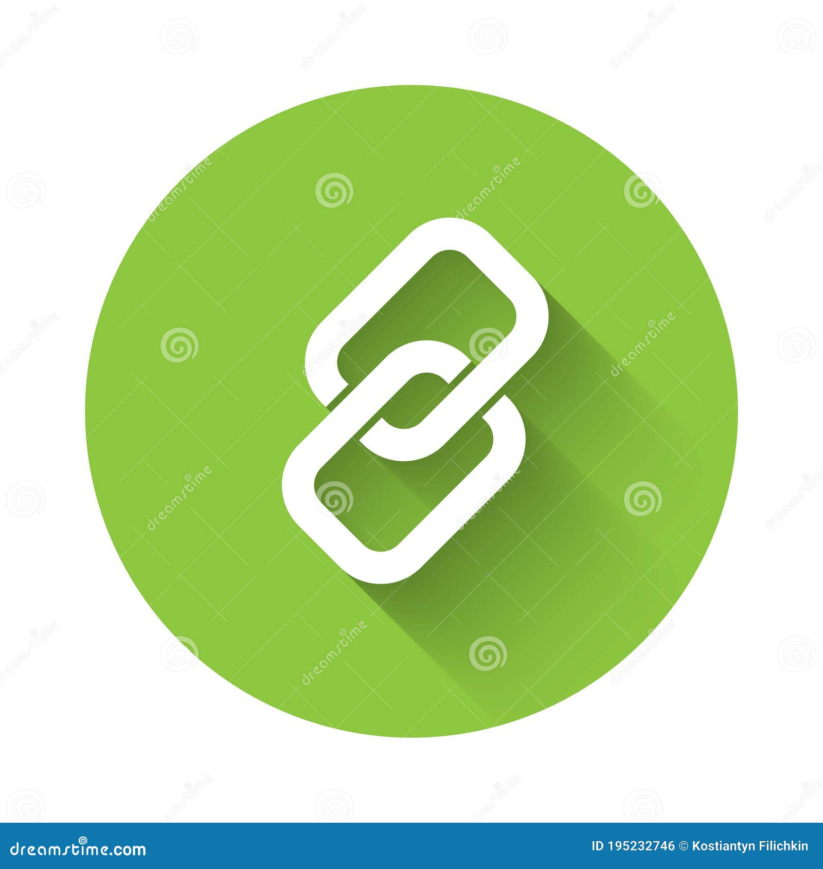 White Chain Link Icon Isolated with Long Shadow. Link Single. Hyperlink ...