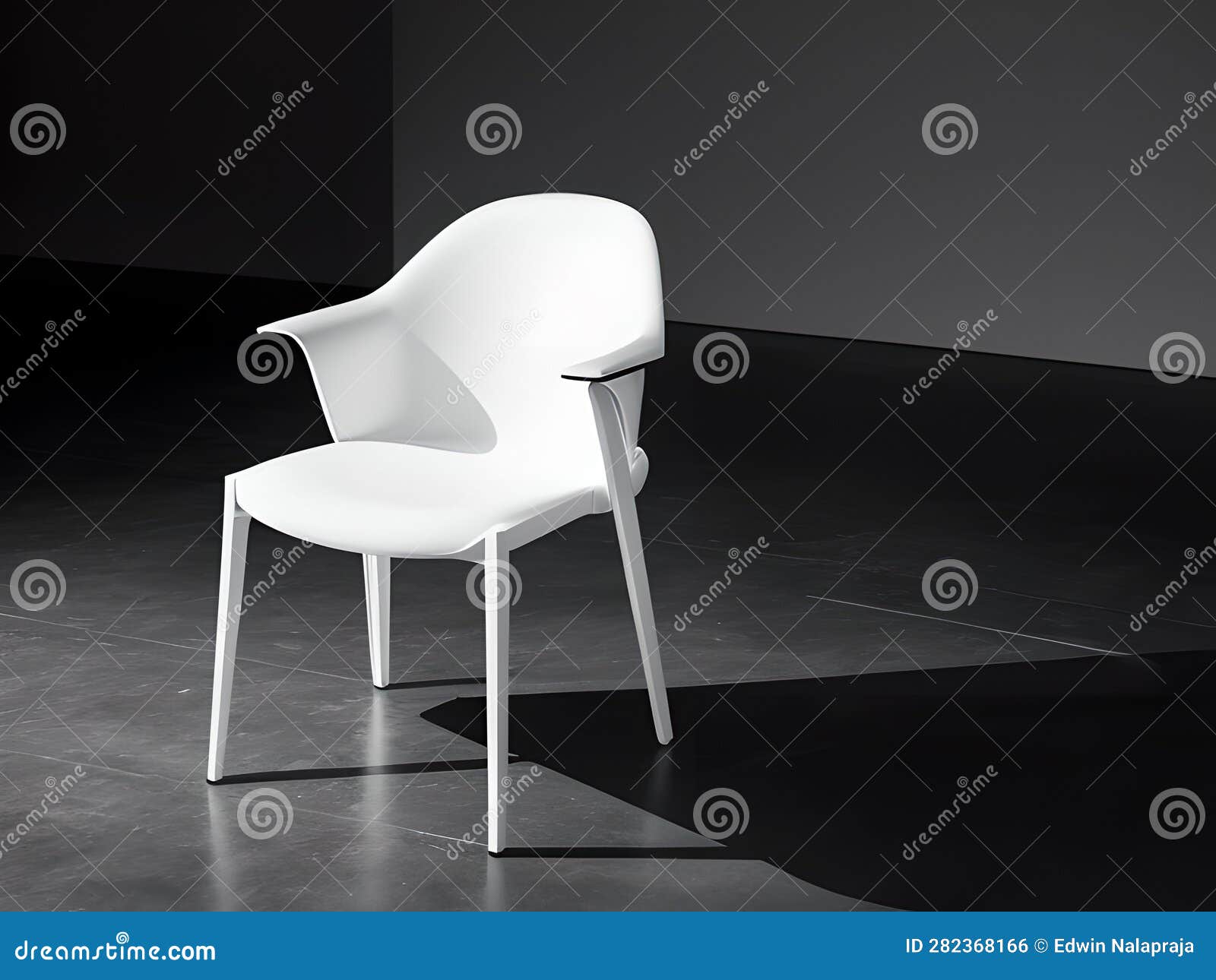 White Chair in Black Dark Background, AI Generated Stock Illustration ...