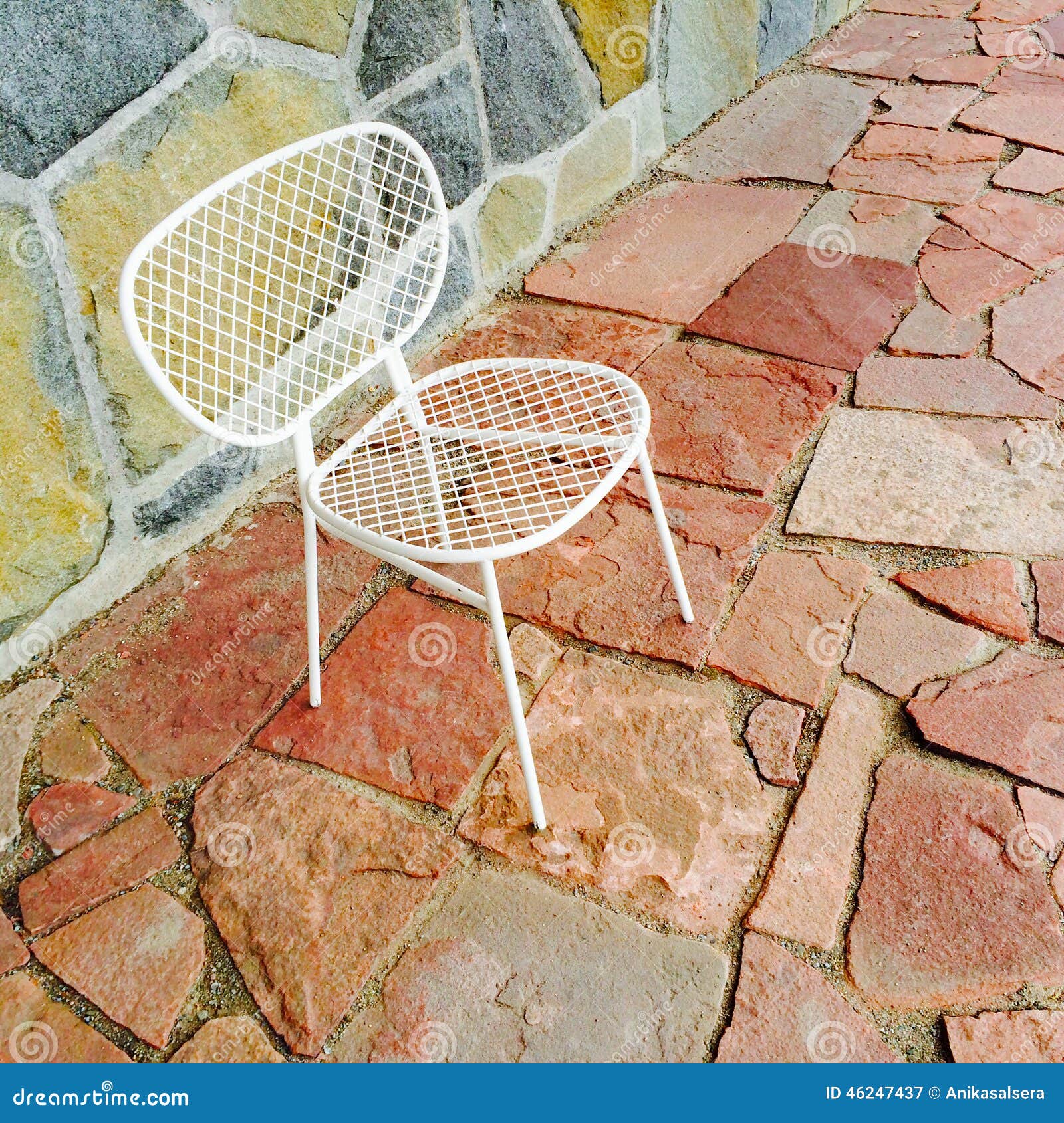 White Chair on Bright Tile Background Stock Image - Image of decor ...