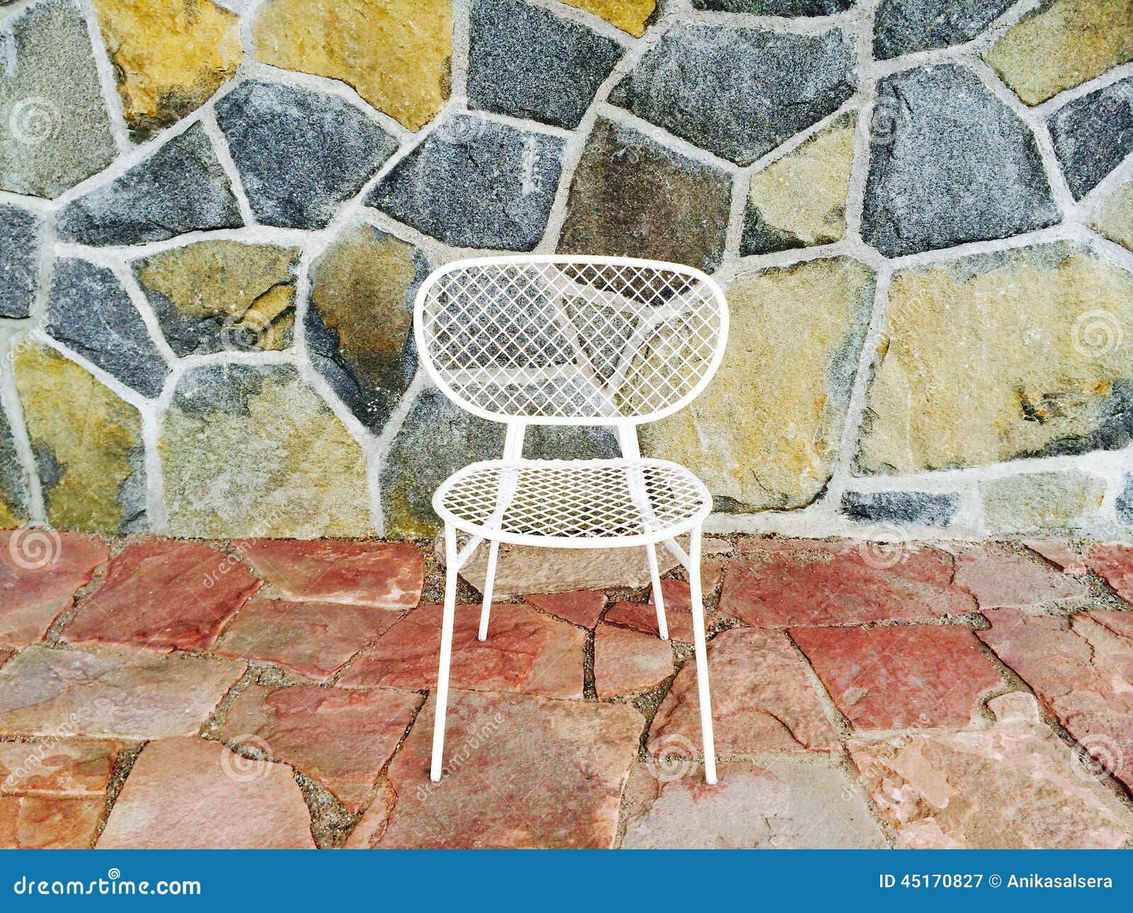 White Chair on Colorful Tile Background Stock Image - Image of style ...