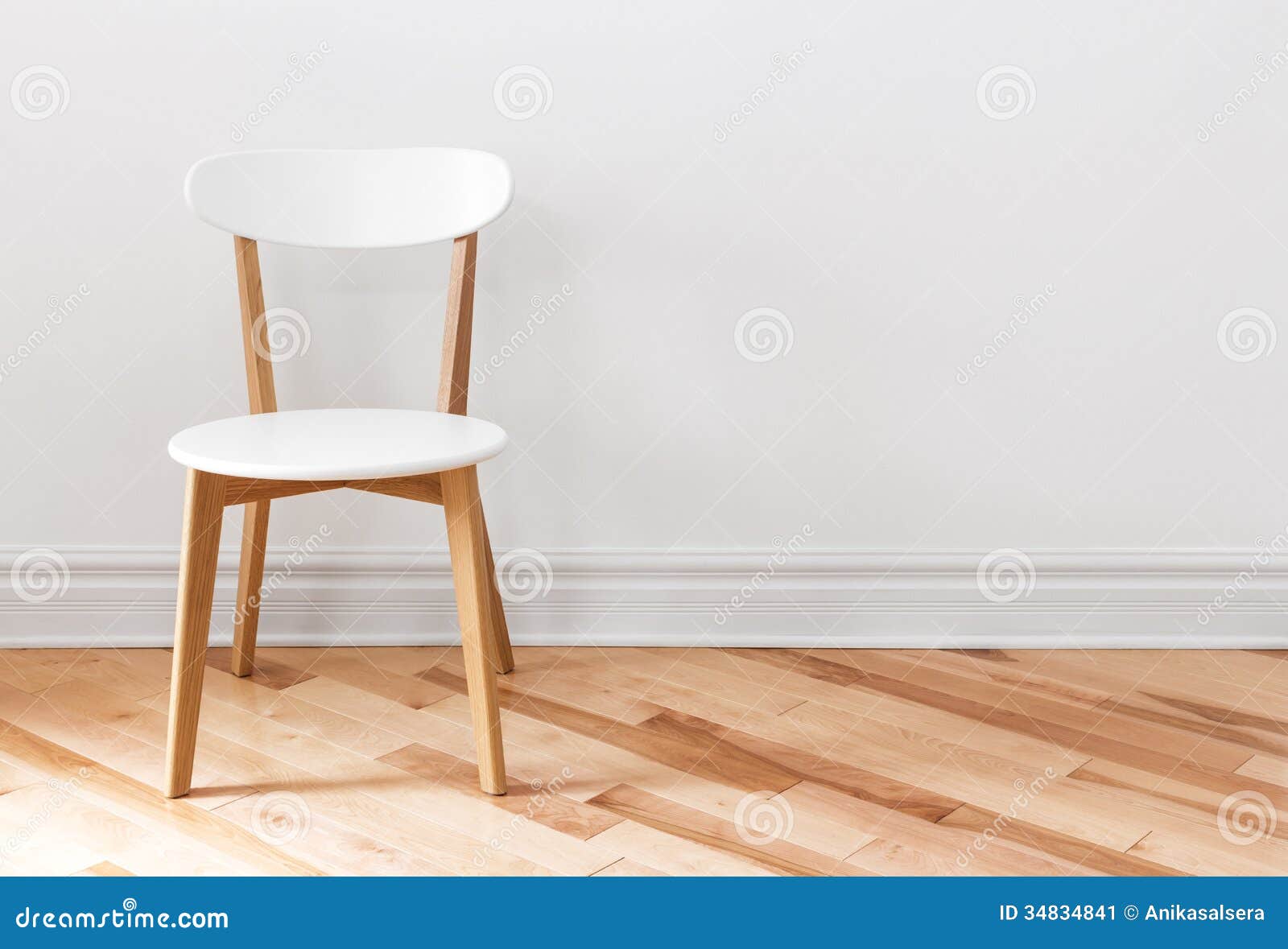 White Chair in an Empty Room Stock Image - Image of baseboard ...