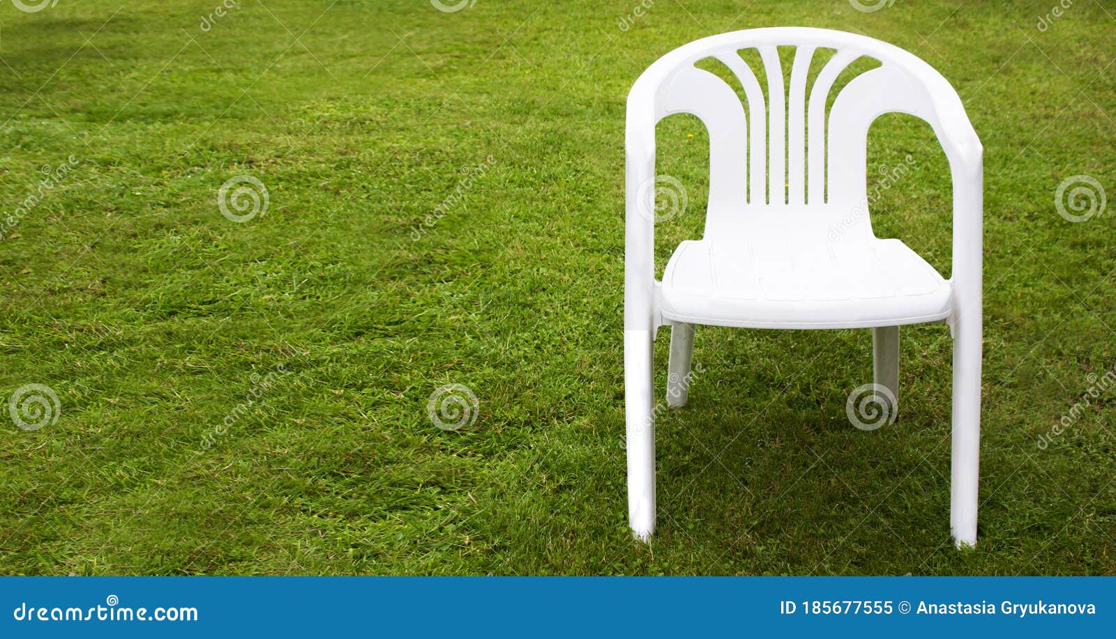 White Chair on Green Grass. Stock Image - Image of lawn, horizontal ...