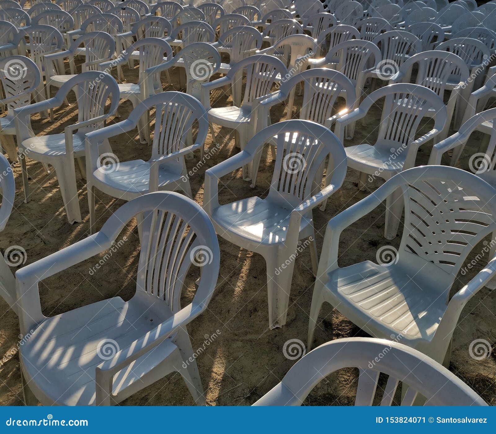 White Chairs Prepared for an Outdoor Musical Performance Stock Image ...