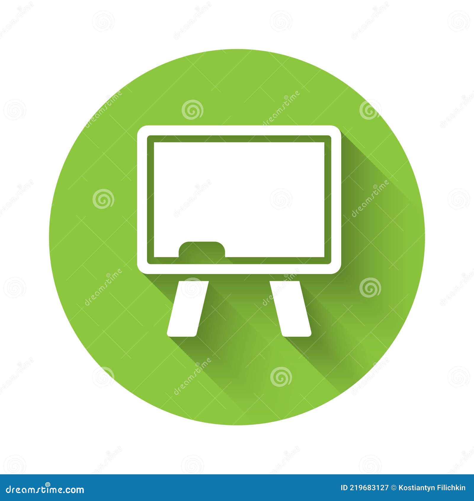 White Chalkboard Icon Isolated With Long Shadow School Blackboard Sign