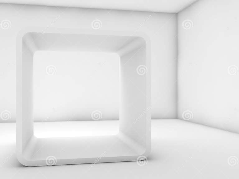 White Chamfer Box Frame Installation. 3d Render Stock Illustration ...