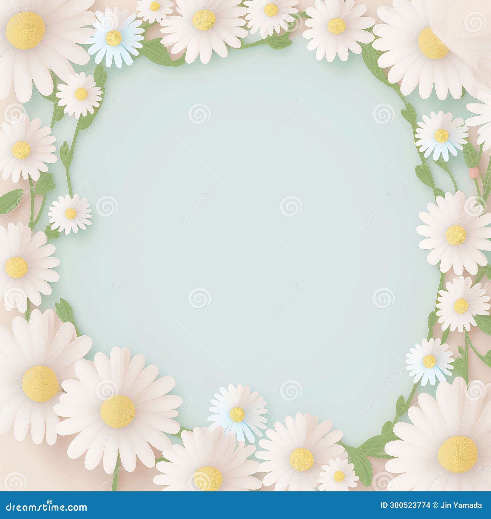 White Chamomile Frame on Blue Background. Vector Illustration Stock ...