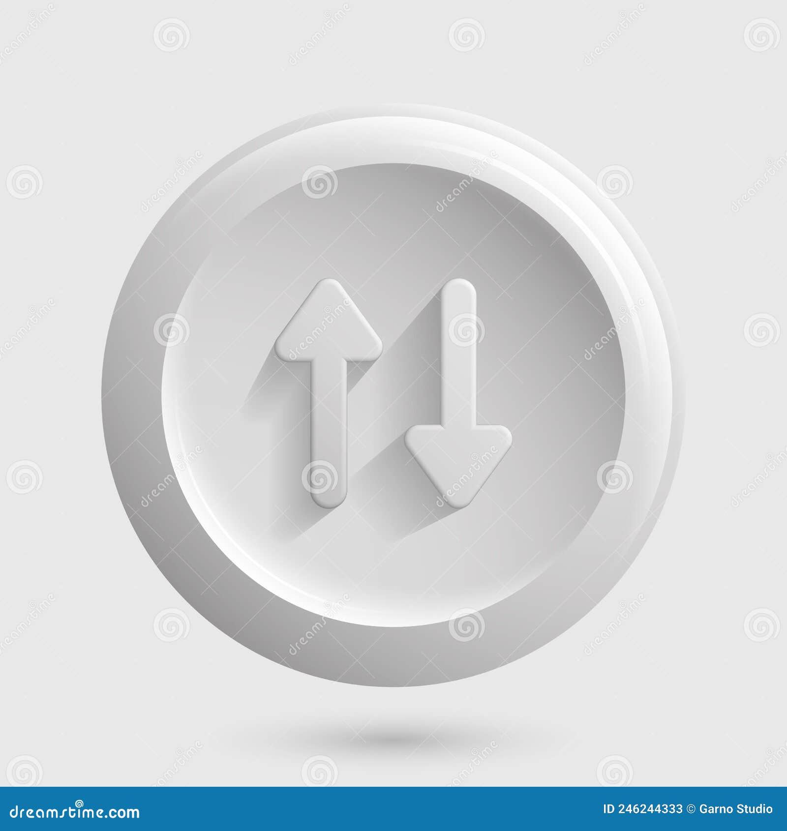 White Change Icon. Light Round Button with Arrows Stock Vector ...