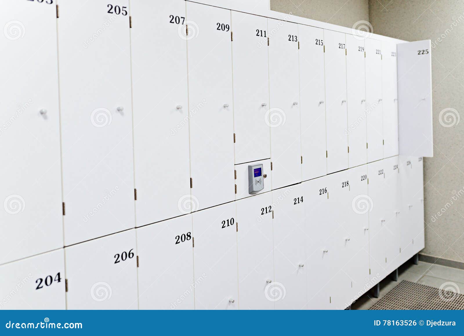 White change room lockers stock photo. Image of modern - 78163526