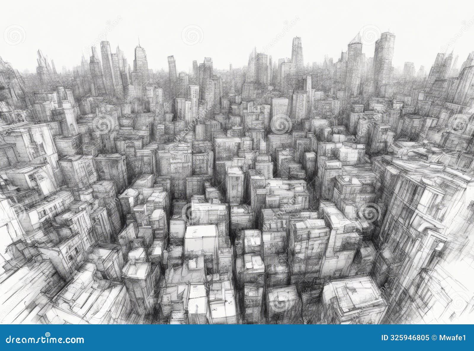 White Chaotic Line Drawing Black City Background Stock Illustration ...