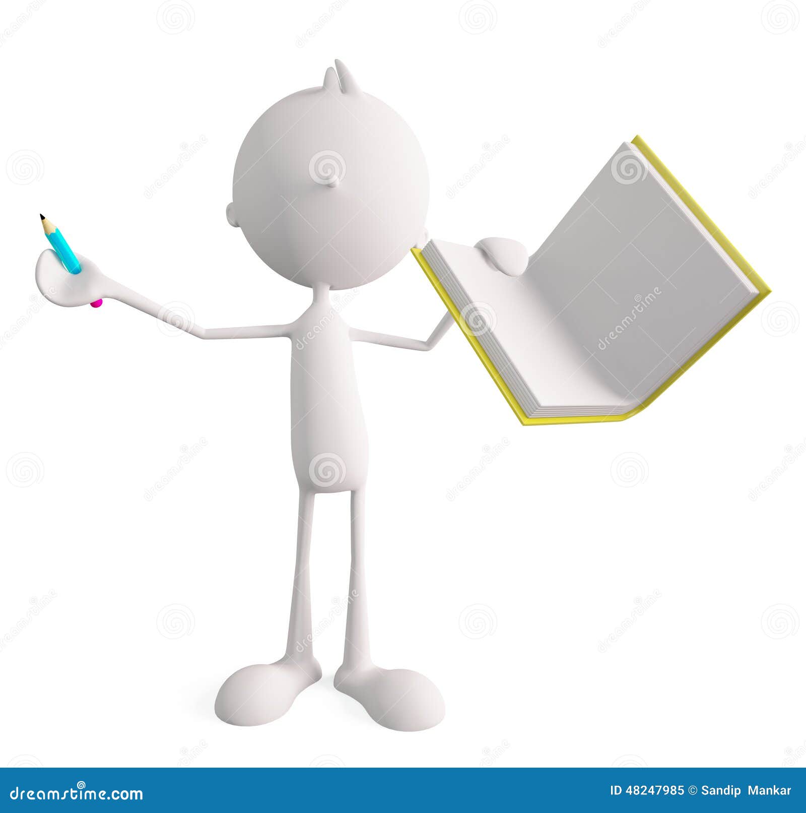 White character with book stock illustration. Illustration of ...