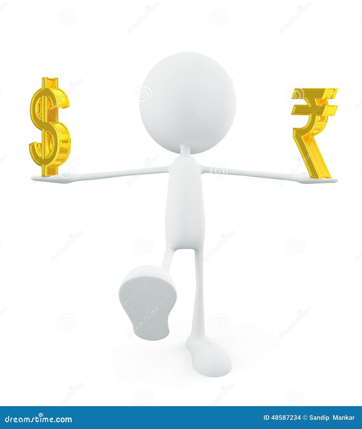 White Character with Dollar and Rupee Sign Stock Illustration ...