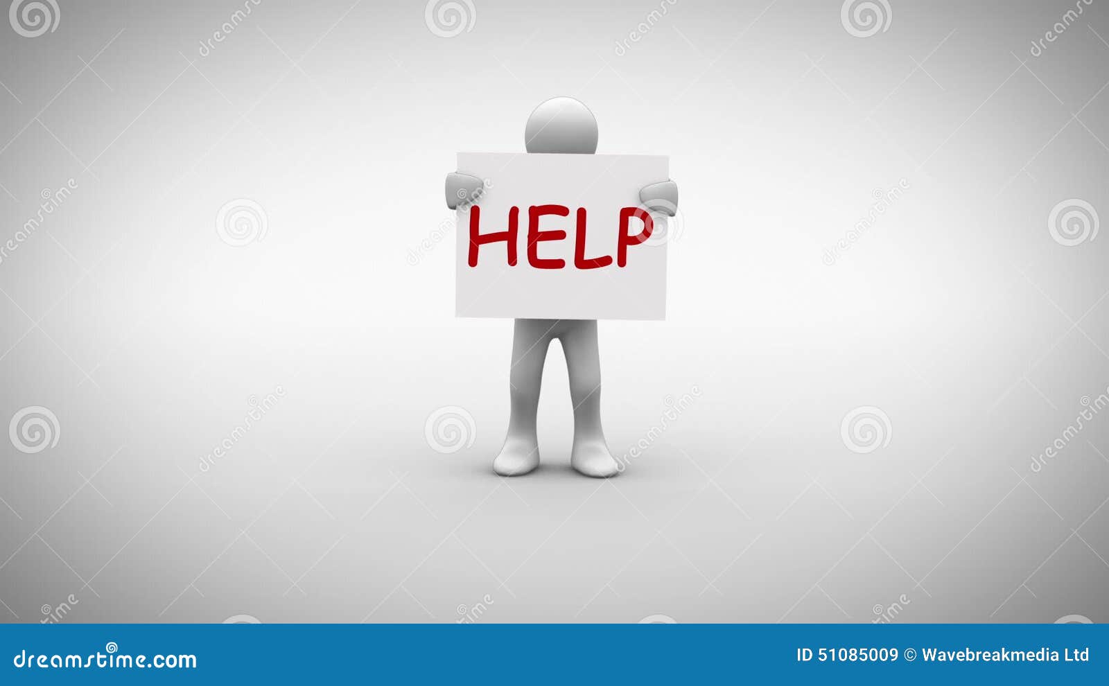 White Character Holding Sign Saying Help Stock Video - Video of digital ...