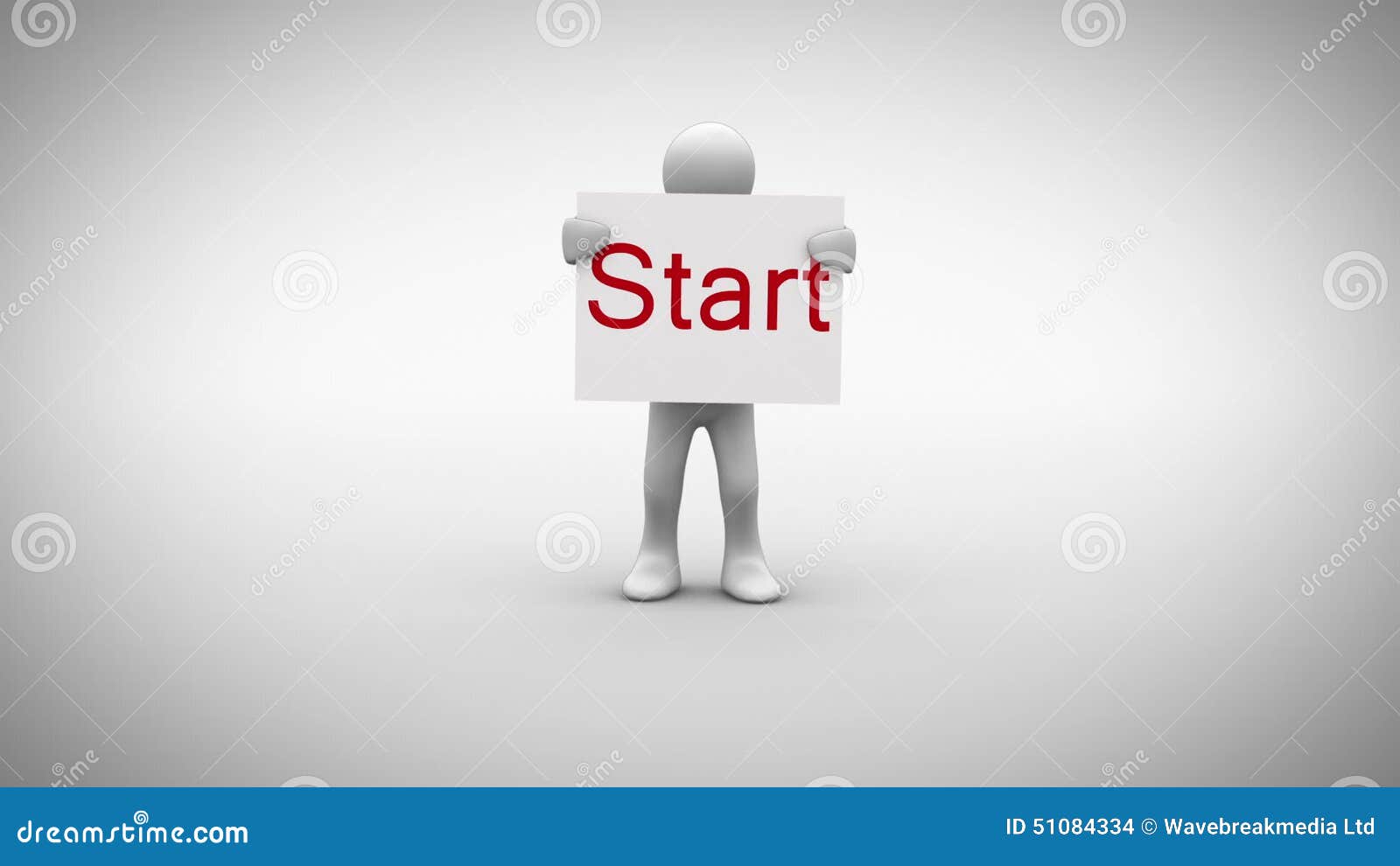 White Character Holding Sign Saying Start Stock Footage - Video of ...