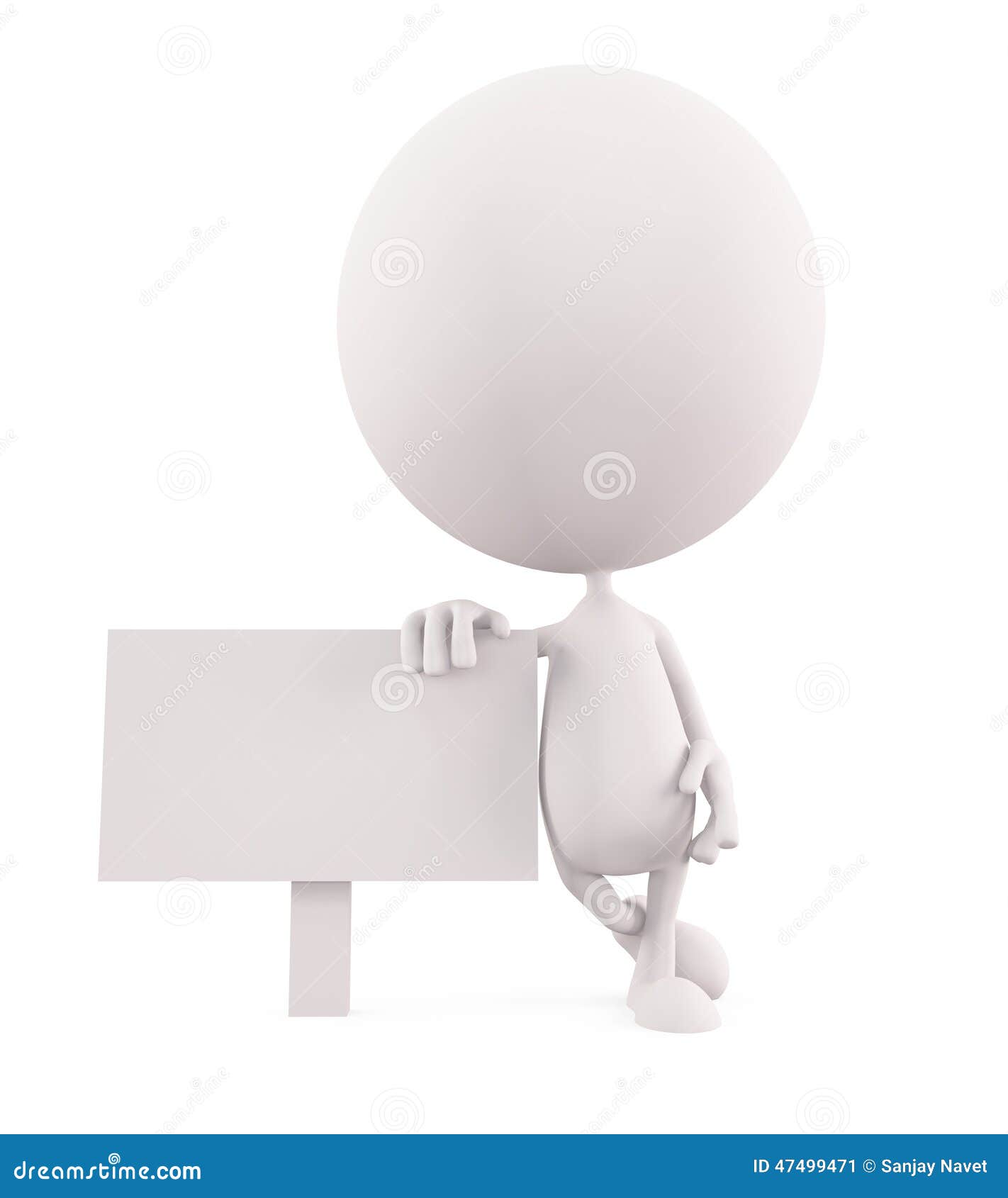 White Character Illustration with White Board Stock Illustration ...