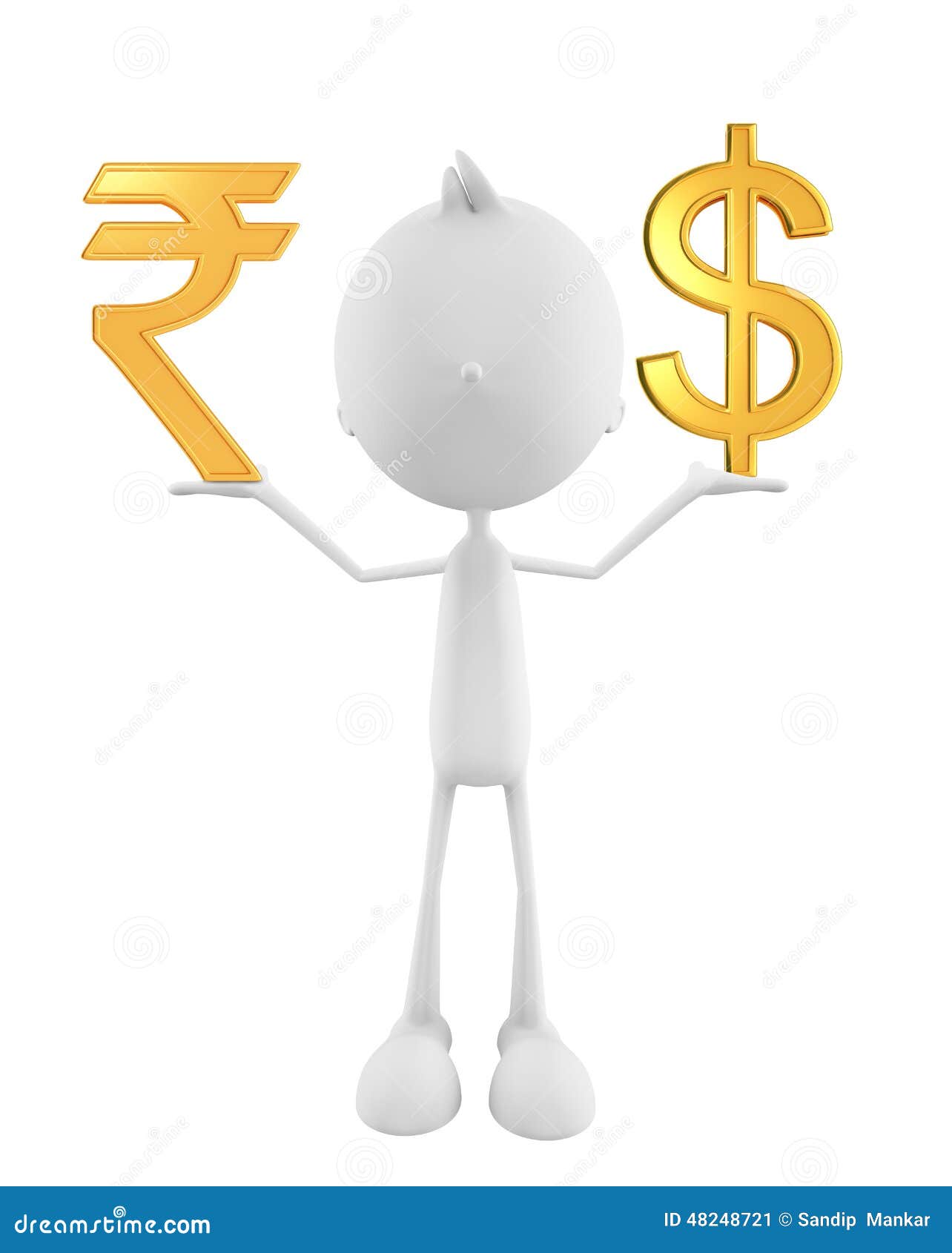 White Character with Rupee and Dollar Sign Stock Illustration ...