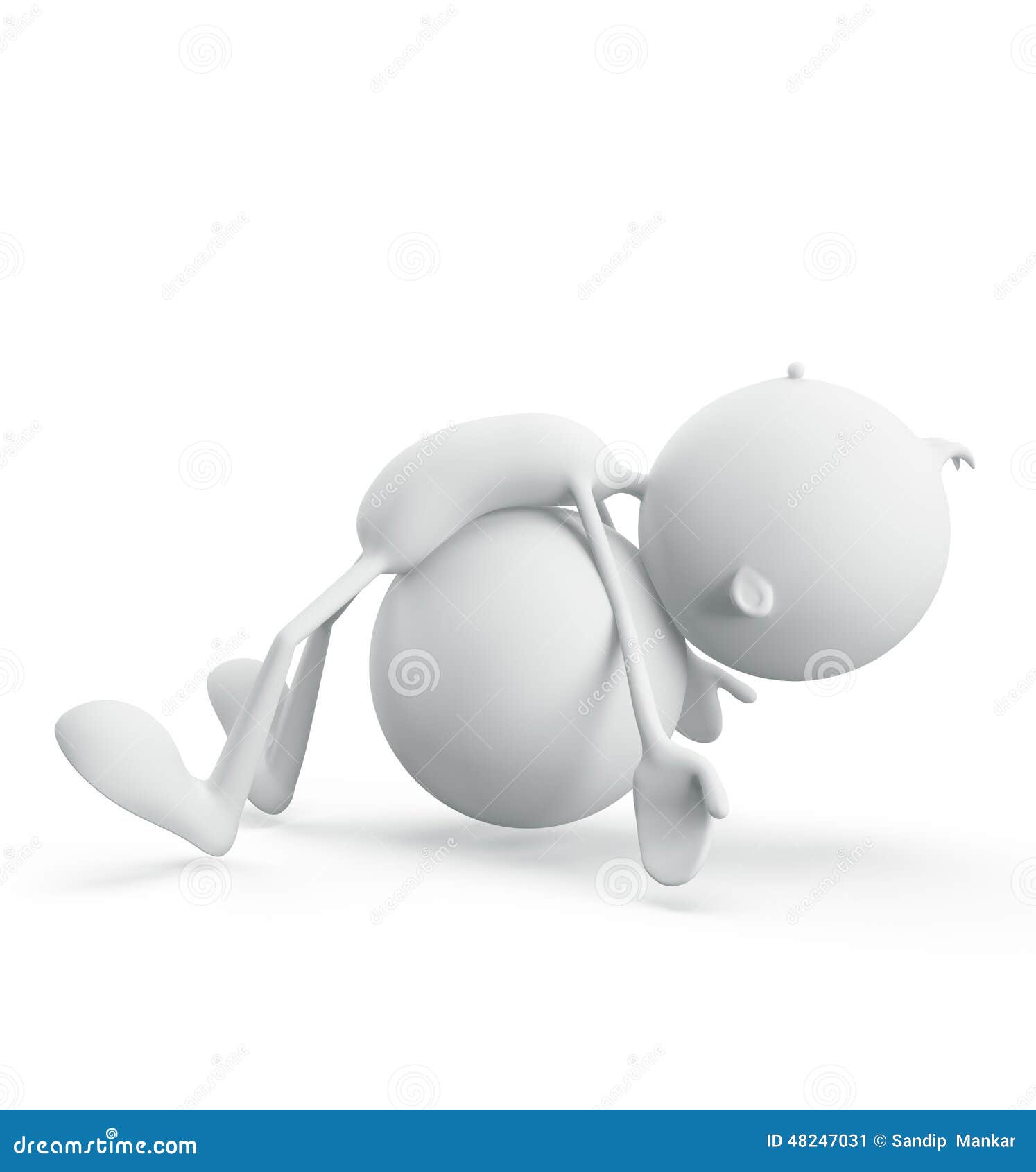 White Character with Sad Pose Stock Illustration - Illustration of ...