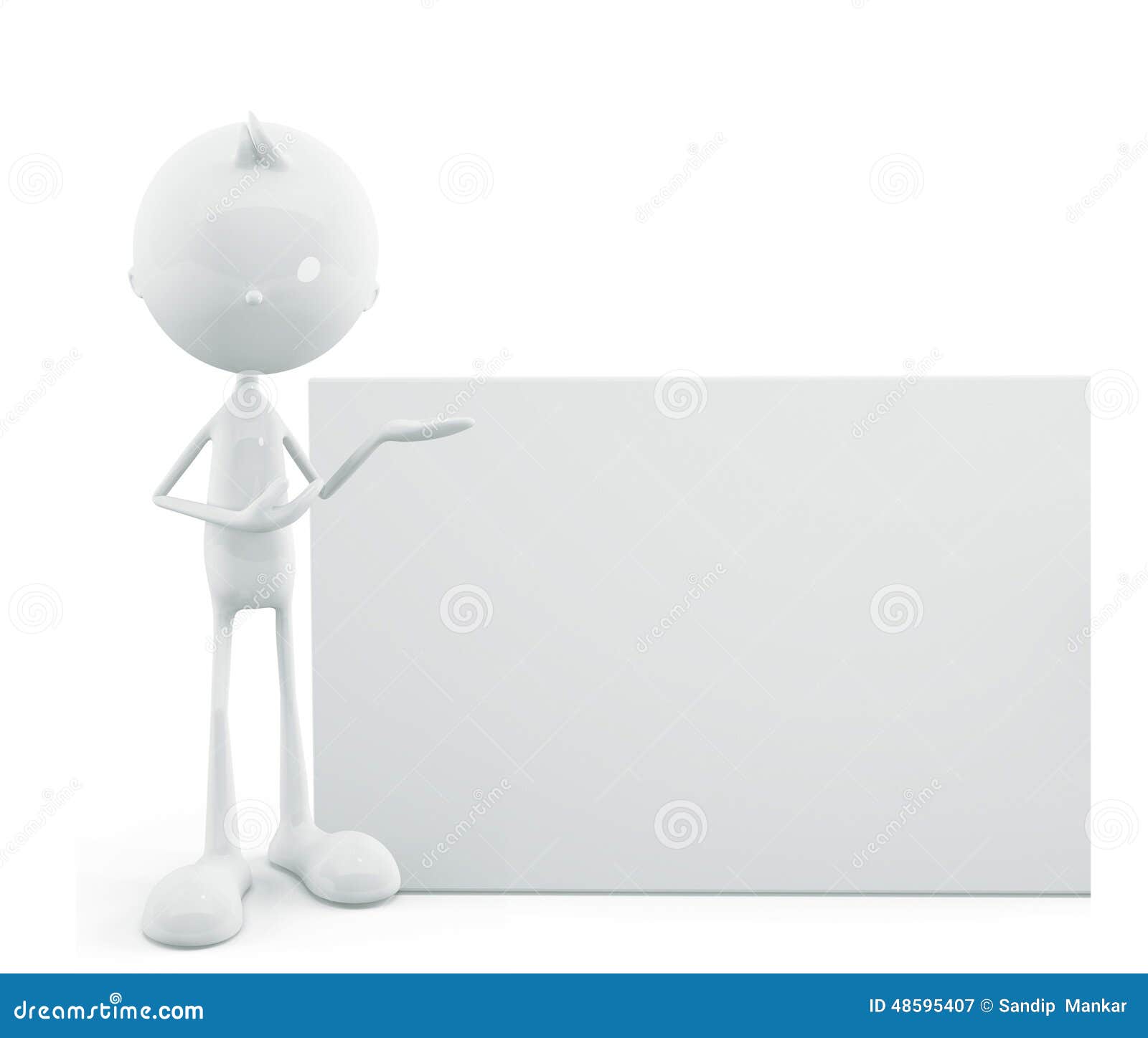 White Character with Sign Board Stock Illustration - Illustration of ...