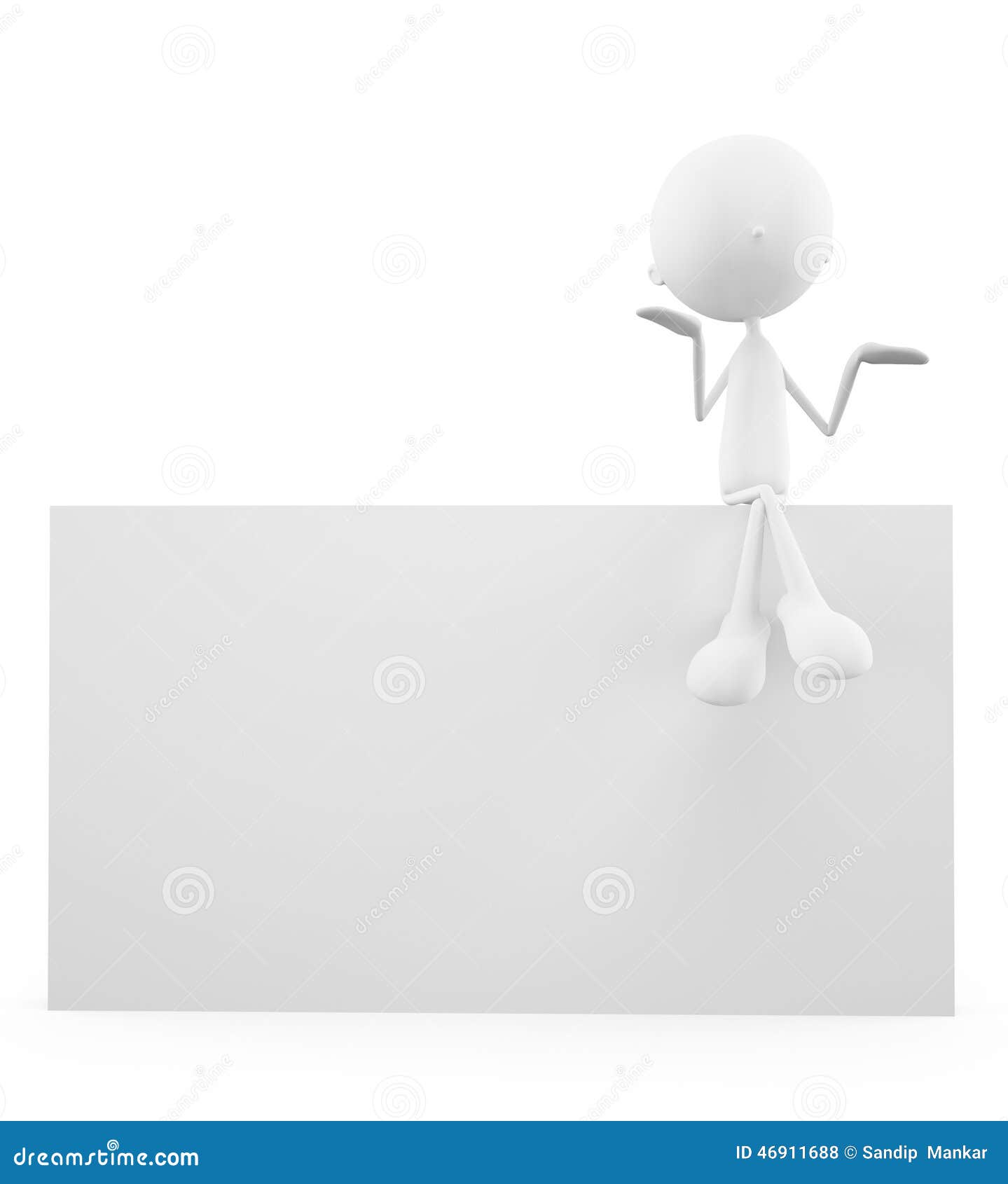 White Character with Signboard Stock Illustration - Illustration of ...
