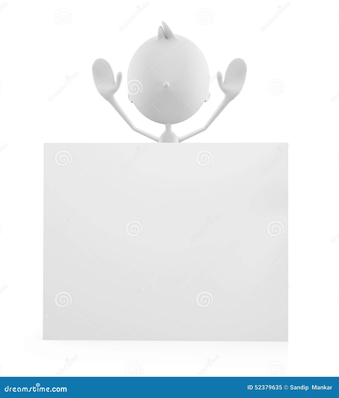 White Character with Signboard Stock Illustration - Illustration of ...