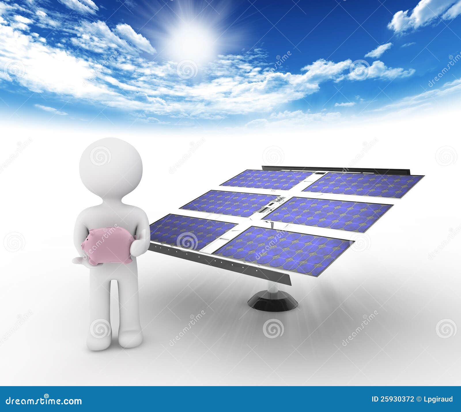 White Character and Solar Energy Stock Illustration - Illustration of ...