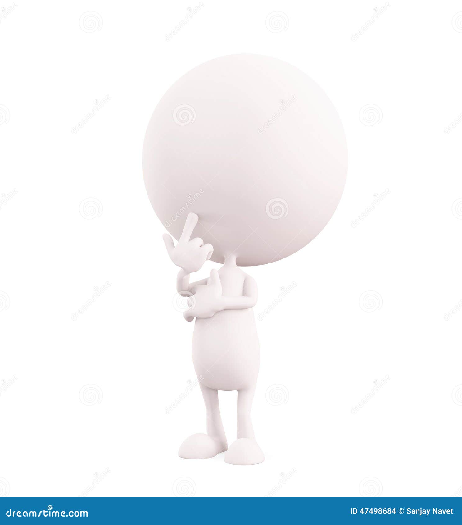 White Character with Thinking Pose Stock Illustration - Illustration of ...