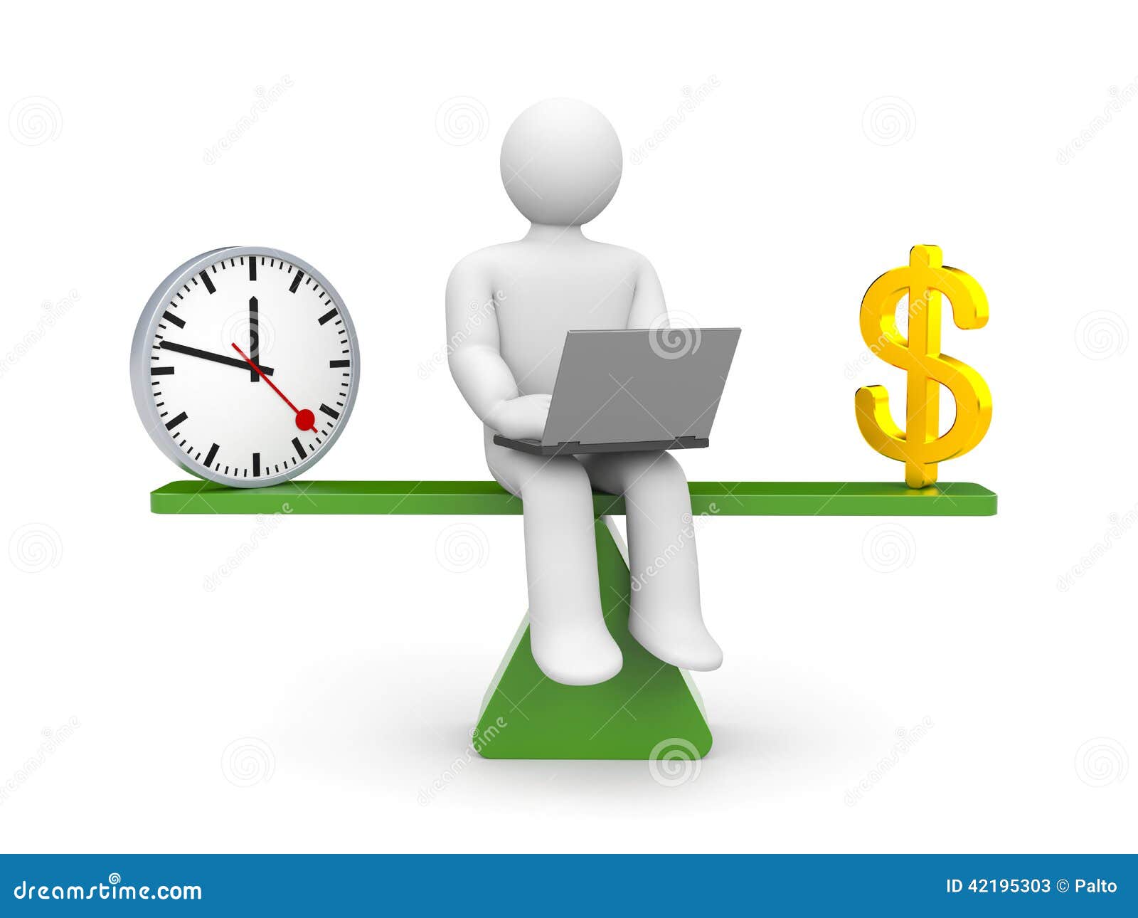 White Character between Time and Money Stock Illustration ...