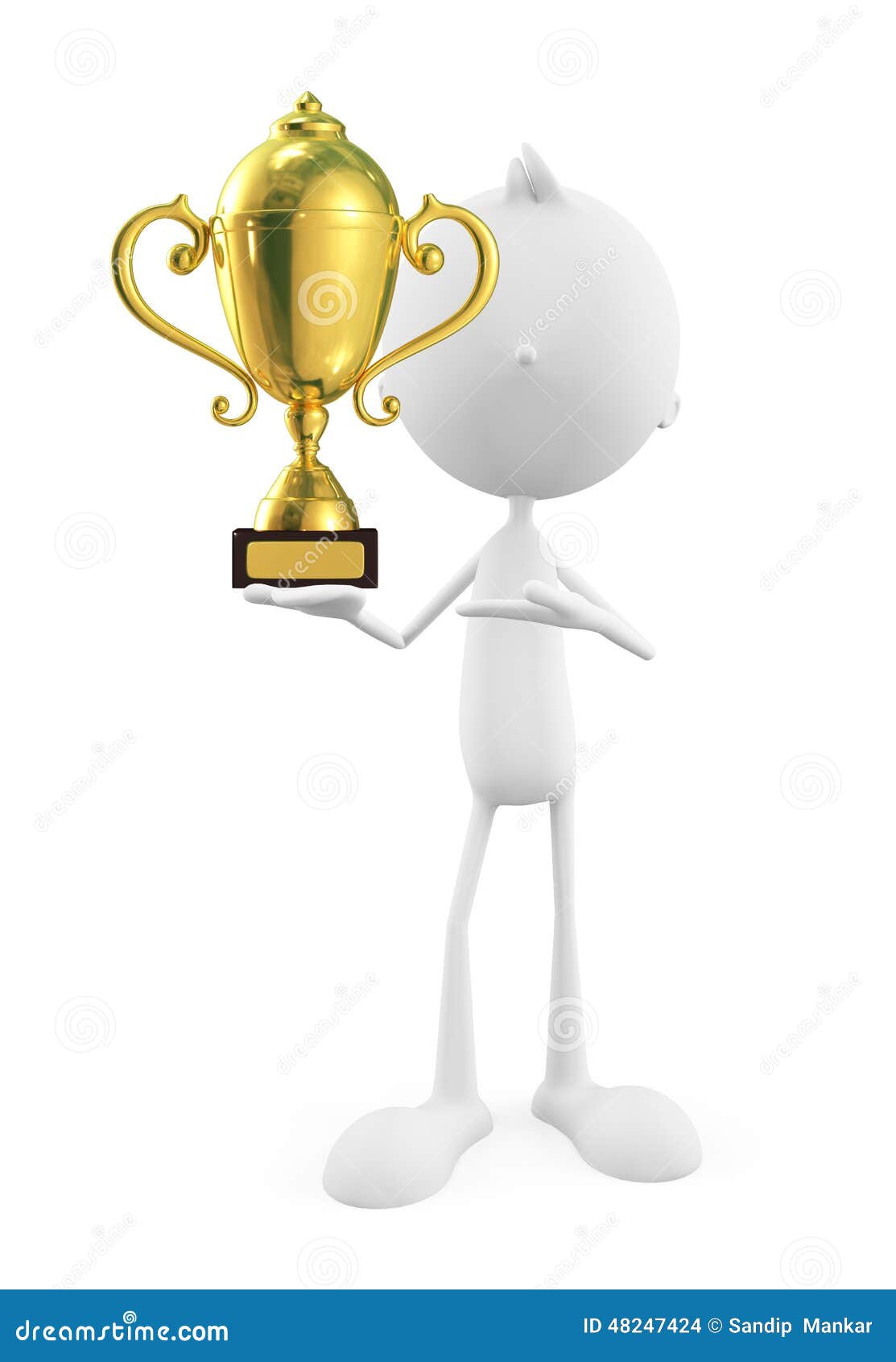 White Character with Trophy Stock Illustration - Illustration of ...