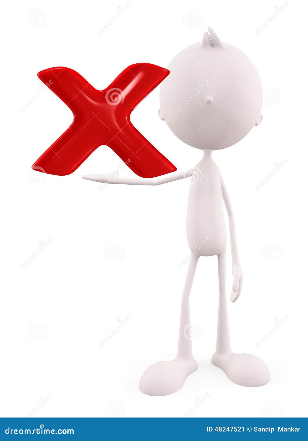 White Character with Wrong Sign Stock Illustration - Illustration of ...