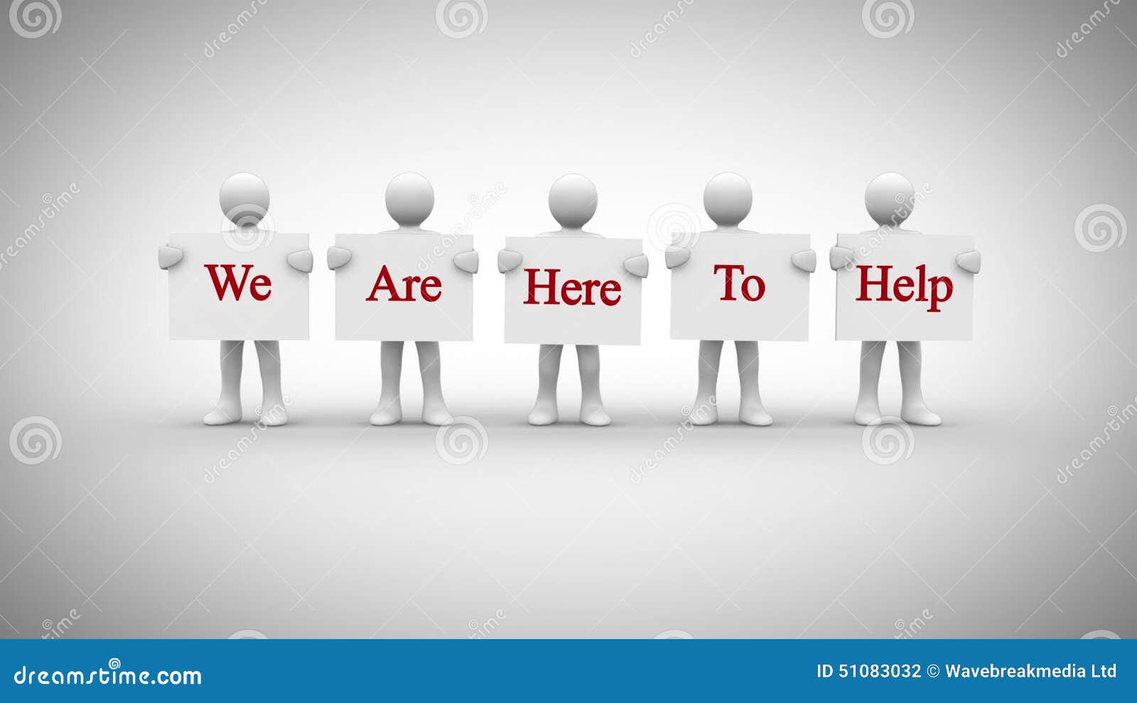 White Characters Showing Signs Saying we are Here To Help Stock Footage ...