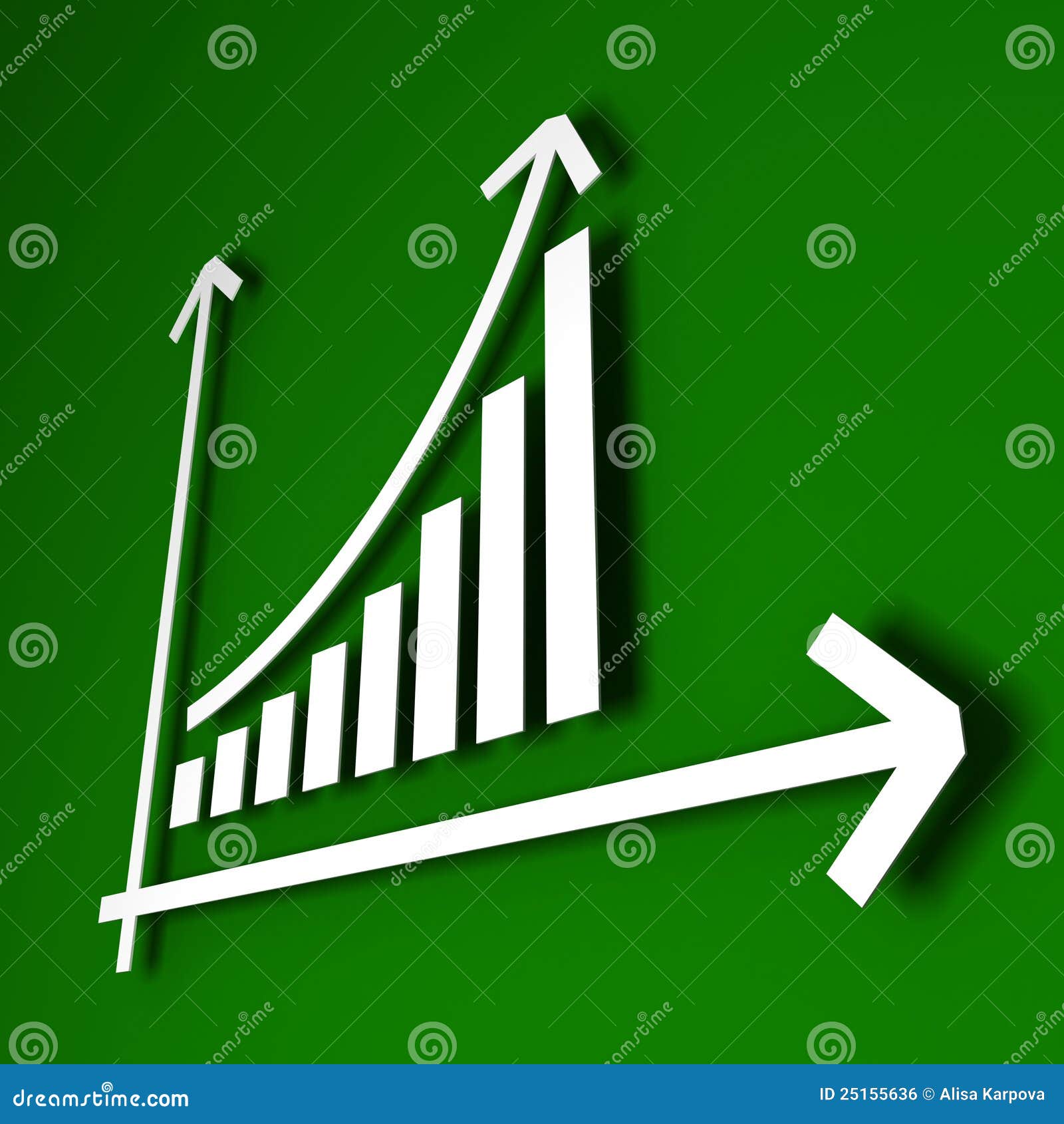 White Chart Bar Diagram With White Growth Arrow Stock Photo ...