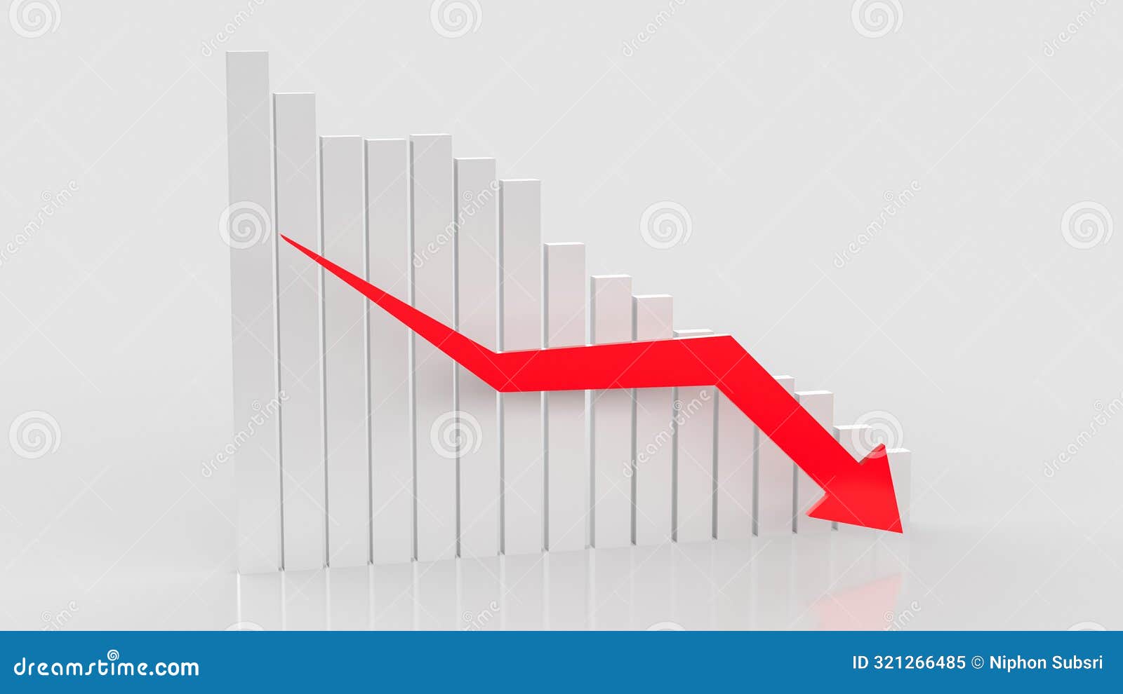 The White Chart and Red Arrow Down for Business Concept 3d Rendering ...