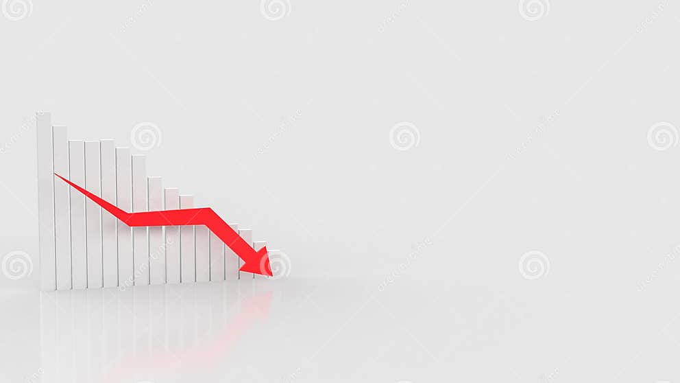 The White Chart and Red Arrow Down for Business Concept 3d Rendering ...