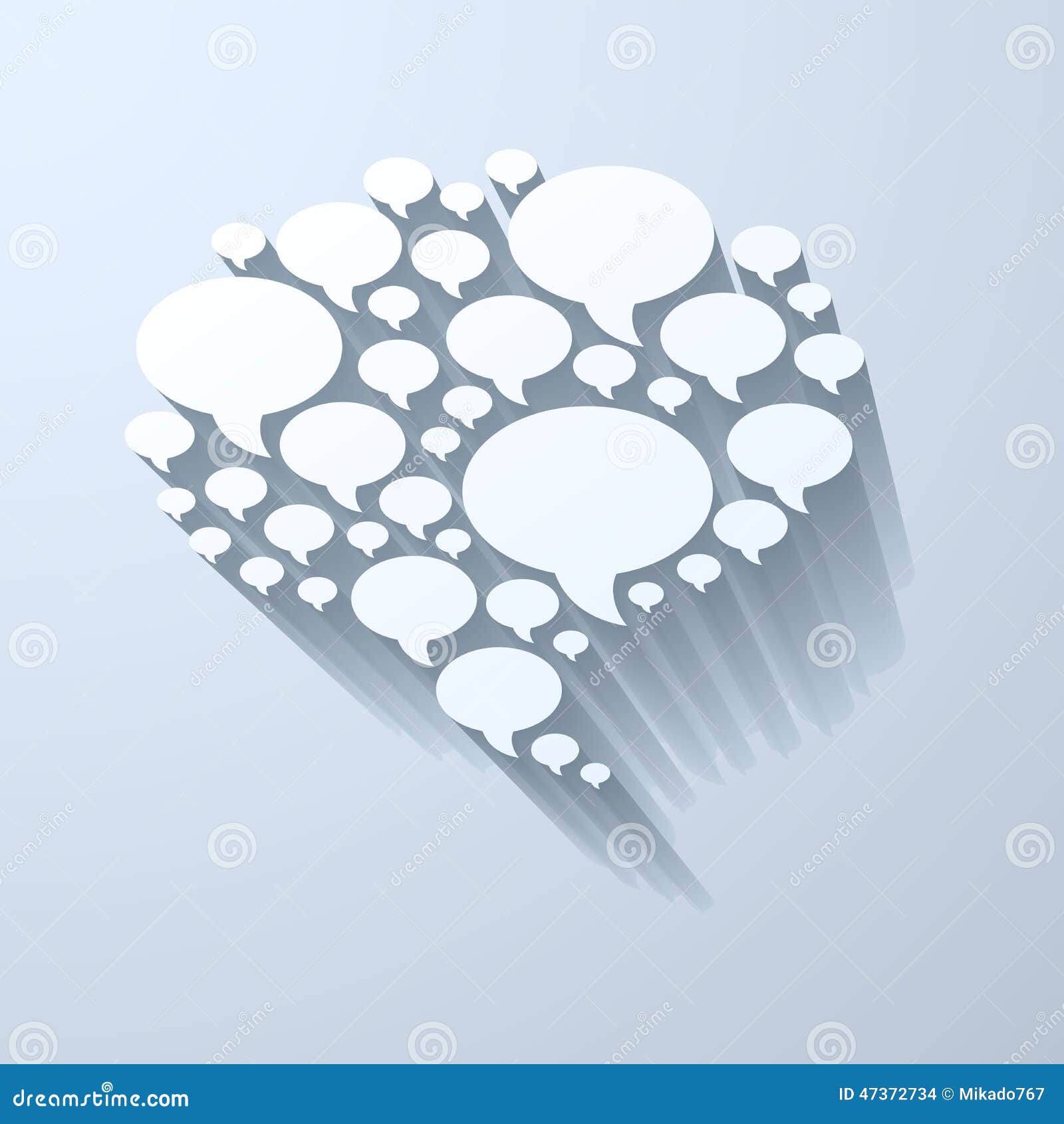 White Chat Bubble Symbol on Light Grey Background Stock Vector ...