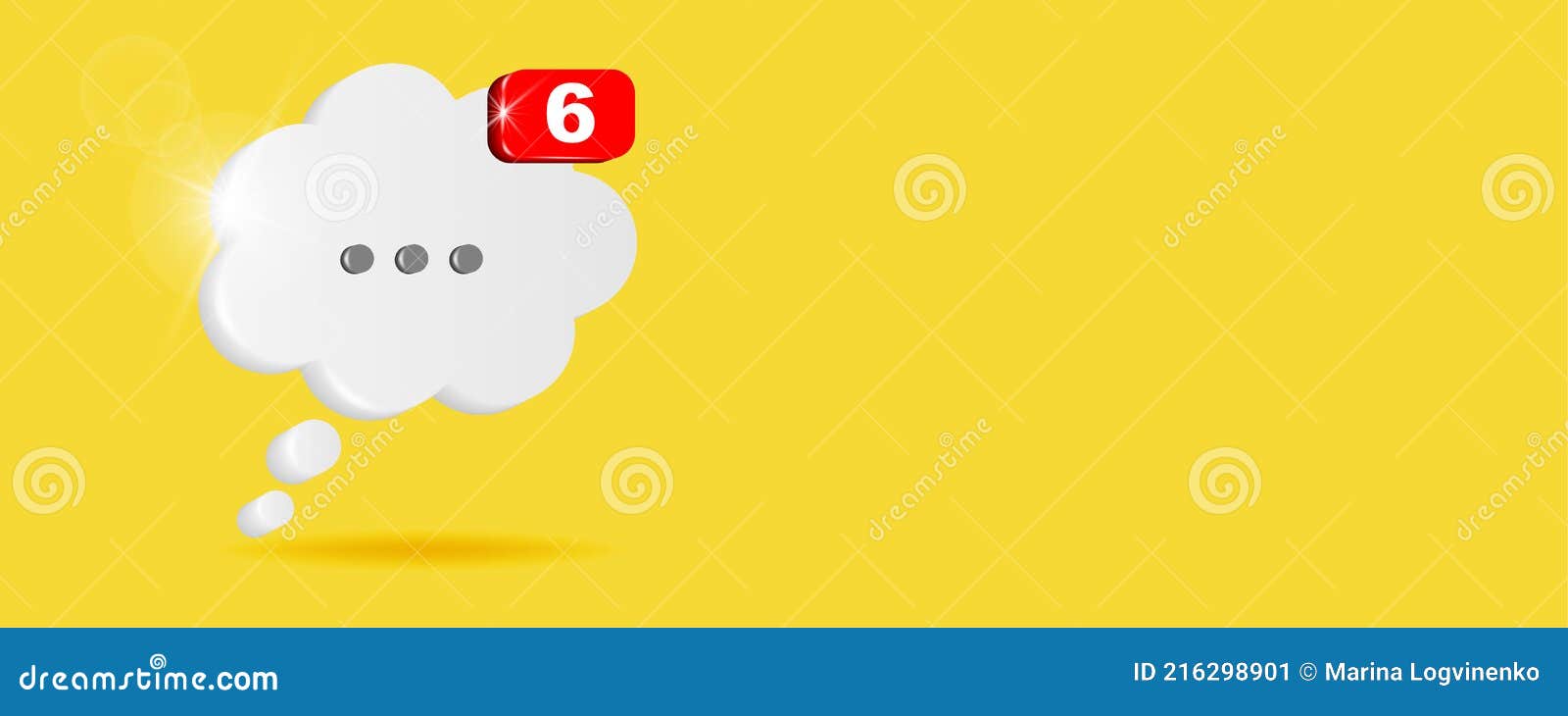 White Chat Cloud with Notifier on Yellow Background Stock Vector ...