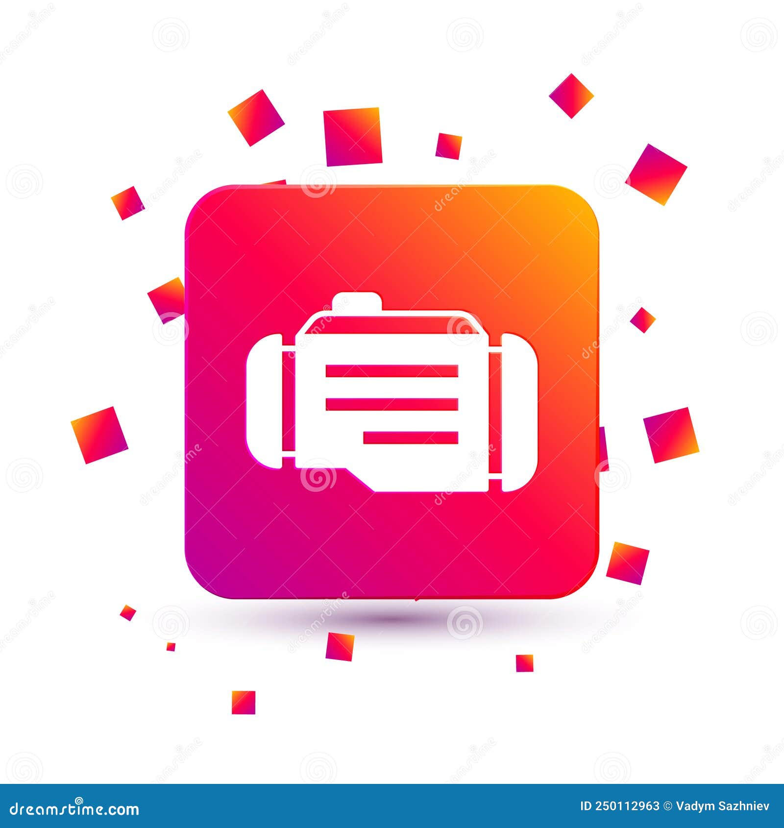 White Check Engine Icon Isolated on White Background. Square Color ...