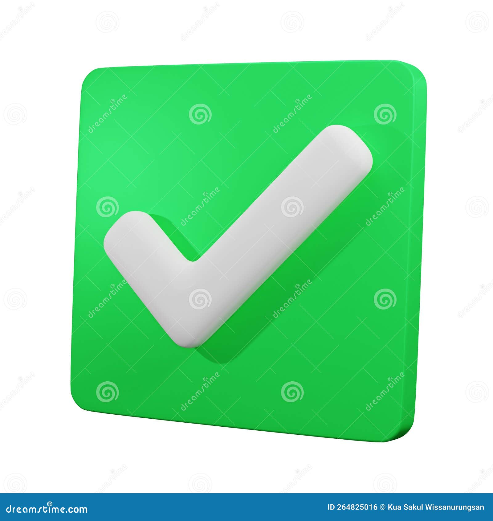 White Check Mark in the Green Frame - 3D Render Stock Illustration ...