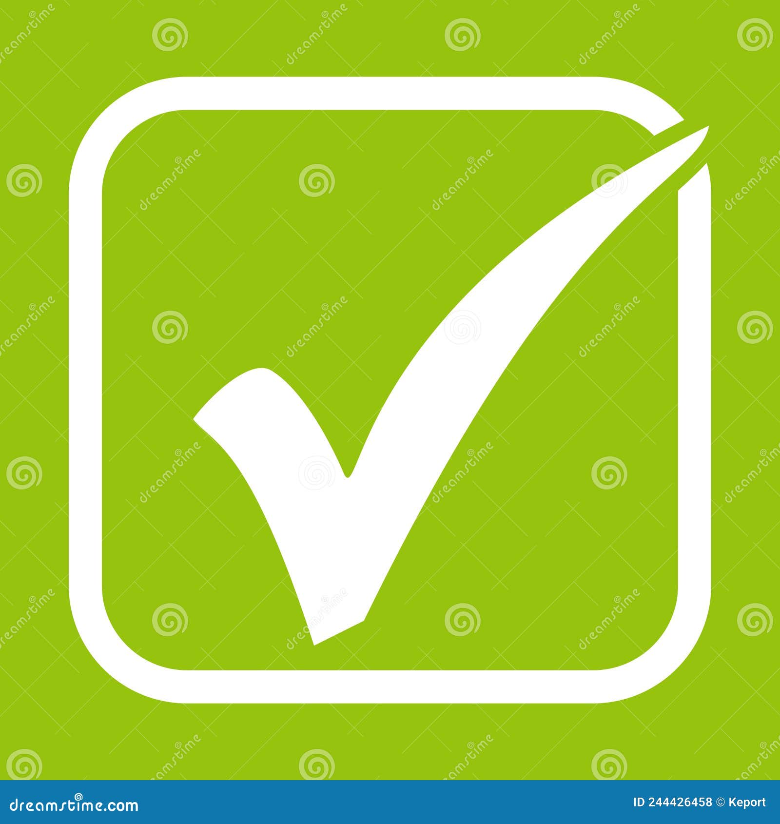 White Check Mark Icon in Box on Green Stock Illustration - Illustration ...