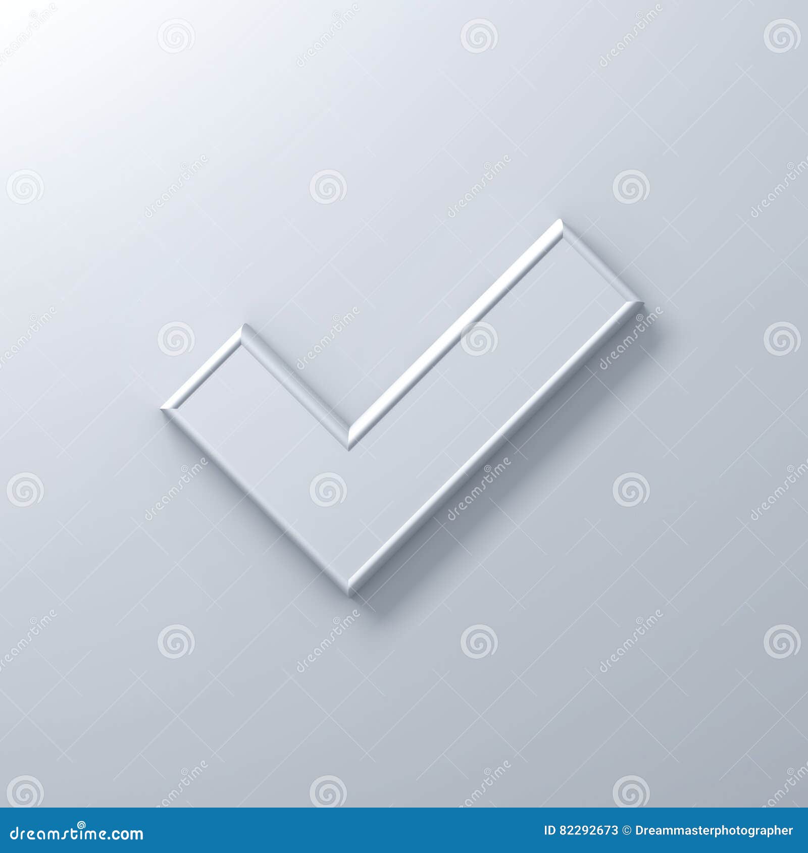 White Check Mark or Tick Abstract on White Wall Background with Shadow ...