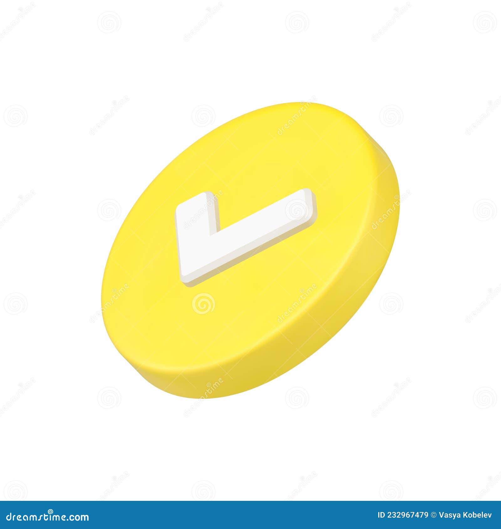 White Check Mark in Yellow Circle 3d Icon Isolated Vector Illustration ...
