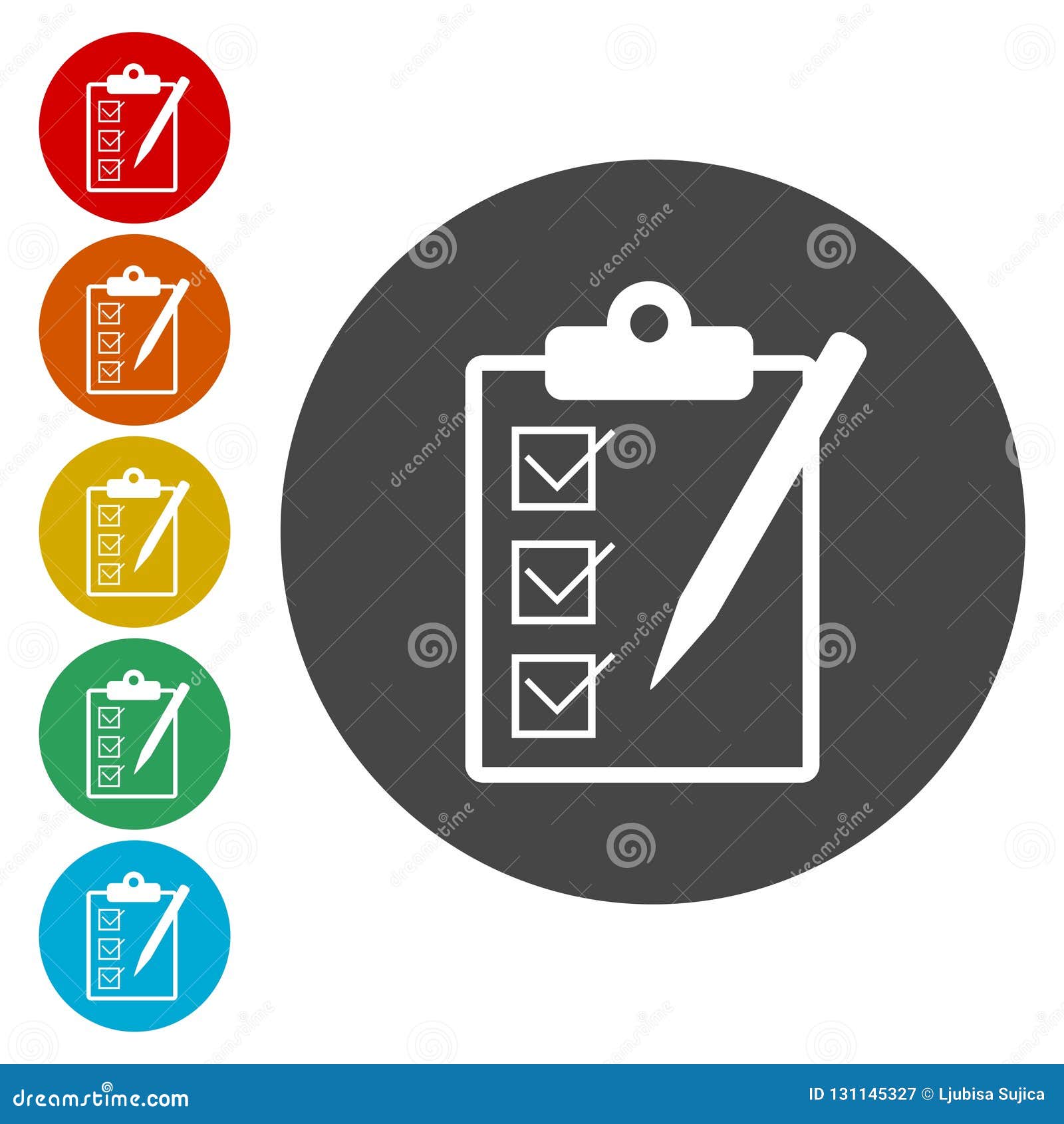 White Checklist Icon of the Circle Stock Vector - Illustration of ...