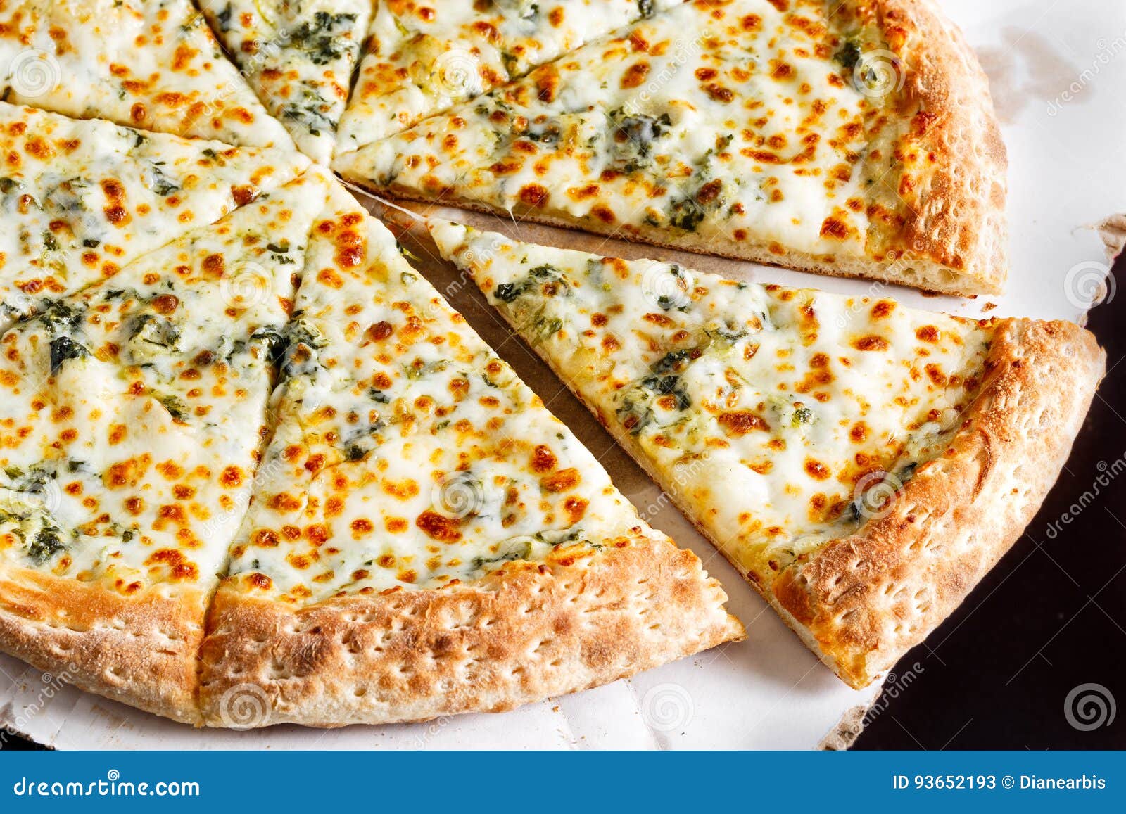 White Cheese Pizza stock image. Image of american, slice - 93652193