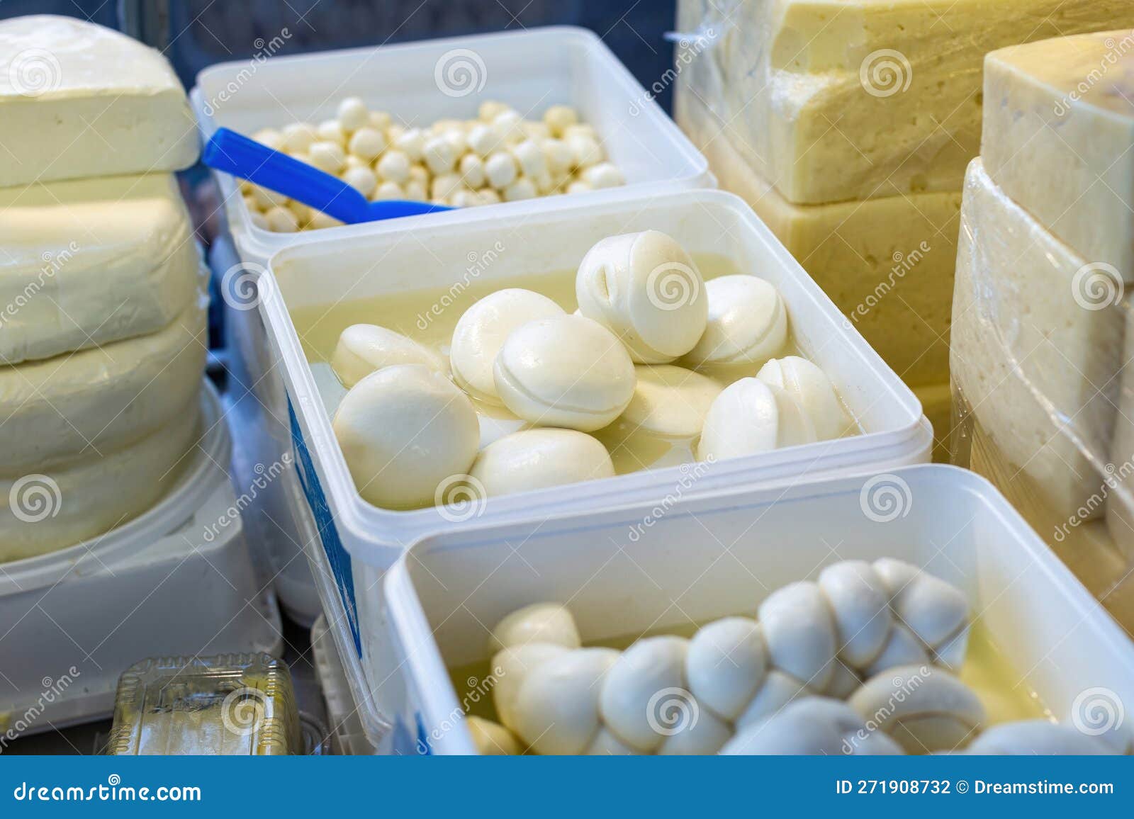 White Cheese Varieties Sold in the Market Stock Photo - Image of light ...