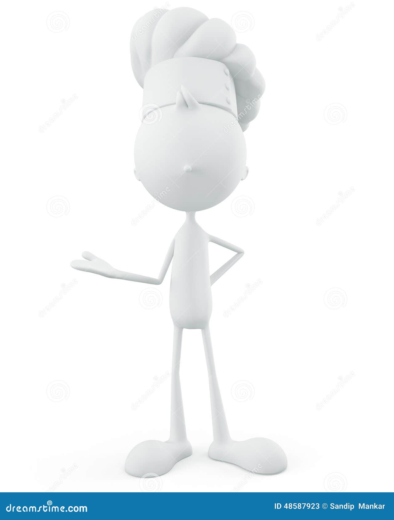 White Chef Character with Presentation Sign Stock Illustration ...
