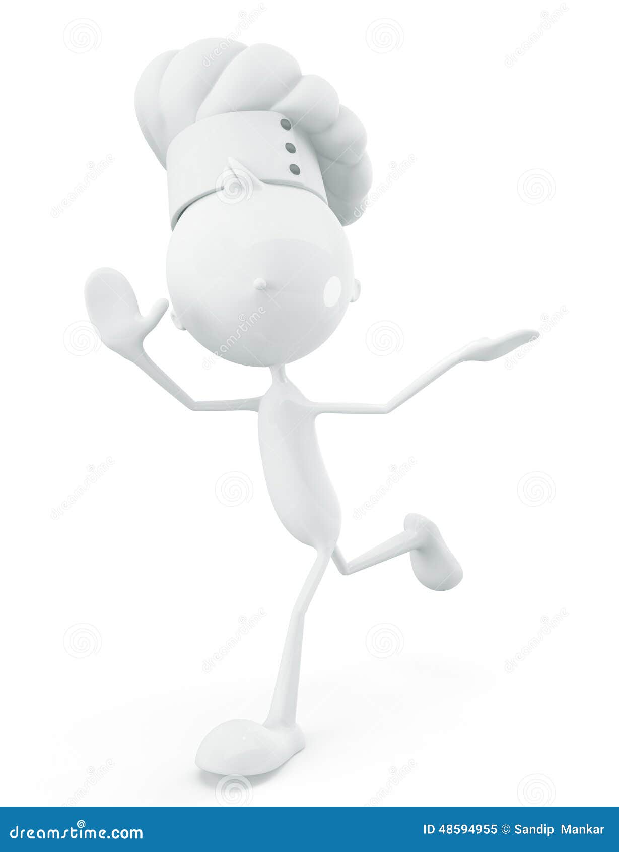 White Chef Character with Running Pose Stock Illustration ...