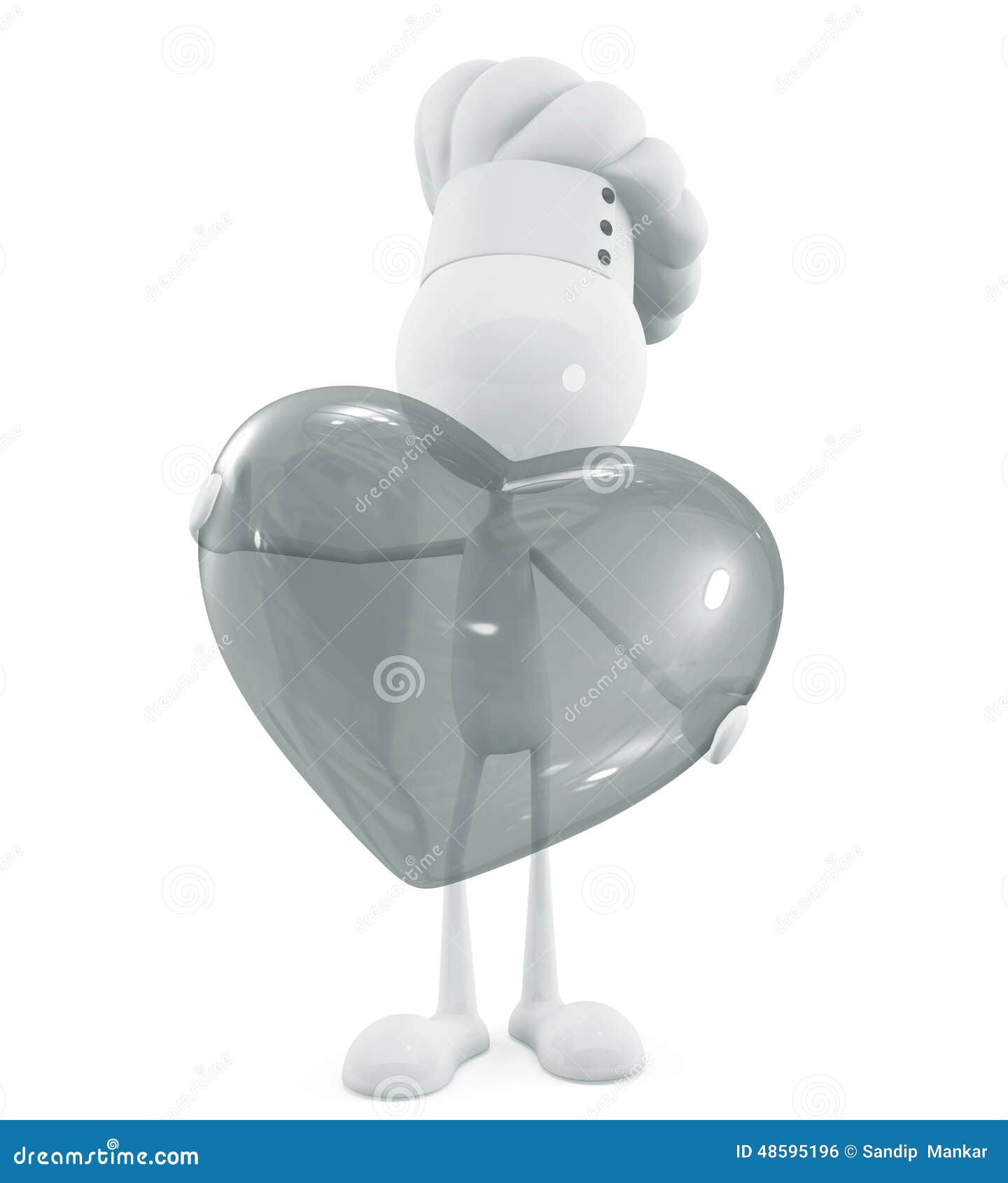 White Chef Character with Transparent Heart Stock Illustration ...