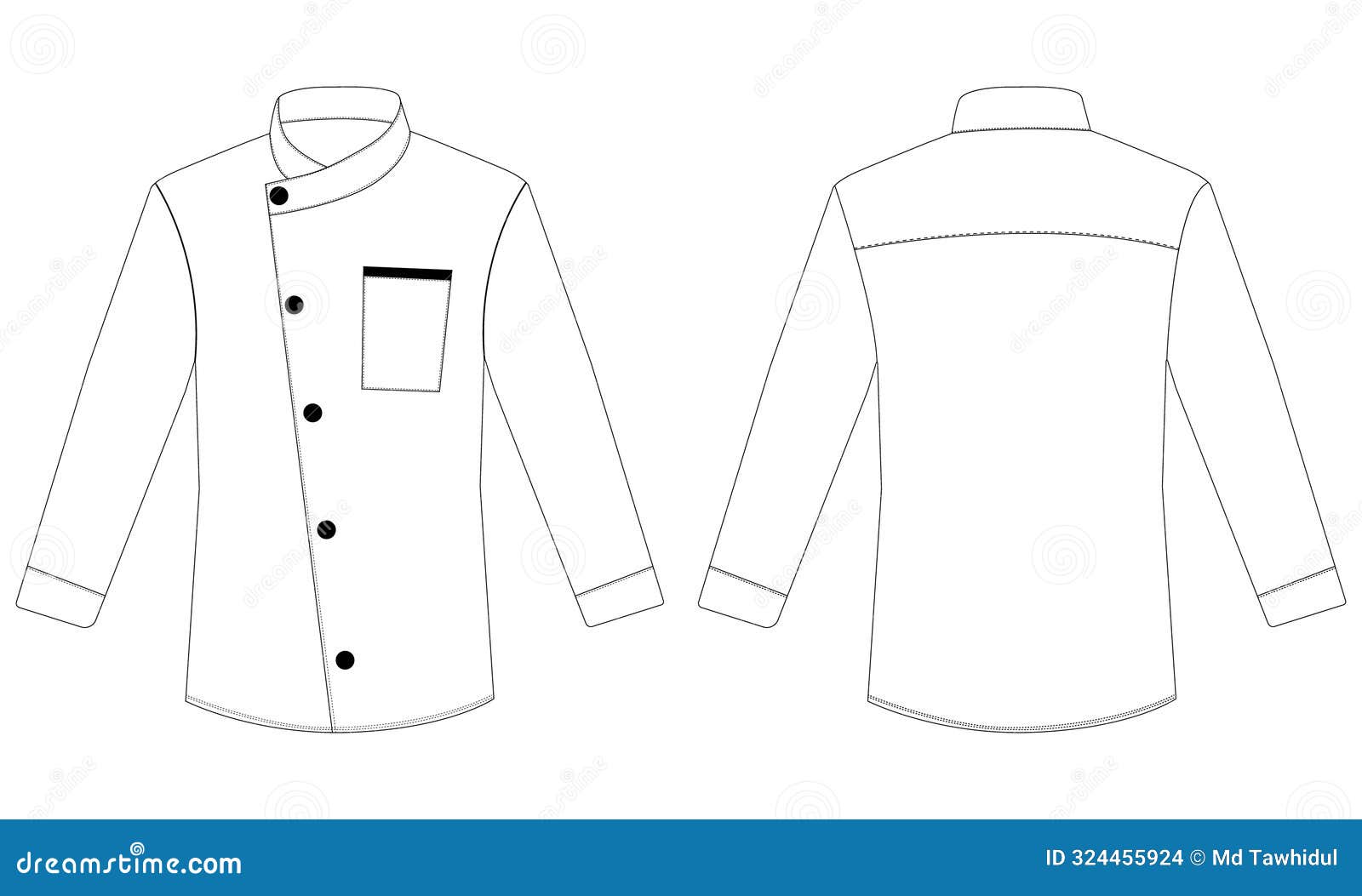 White Chef Jacket Vector Illustration. Cook Uniform, Shirt on White ...