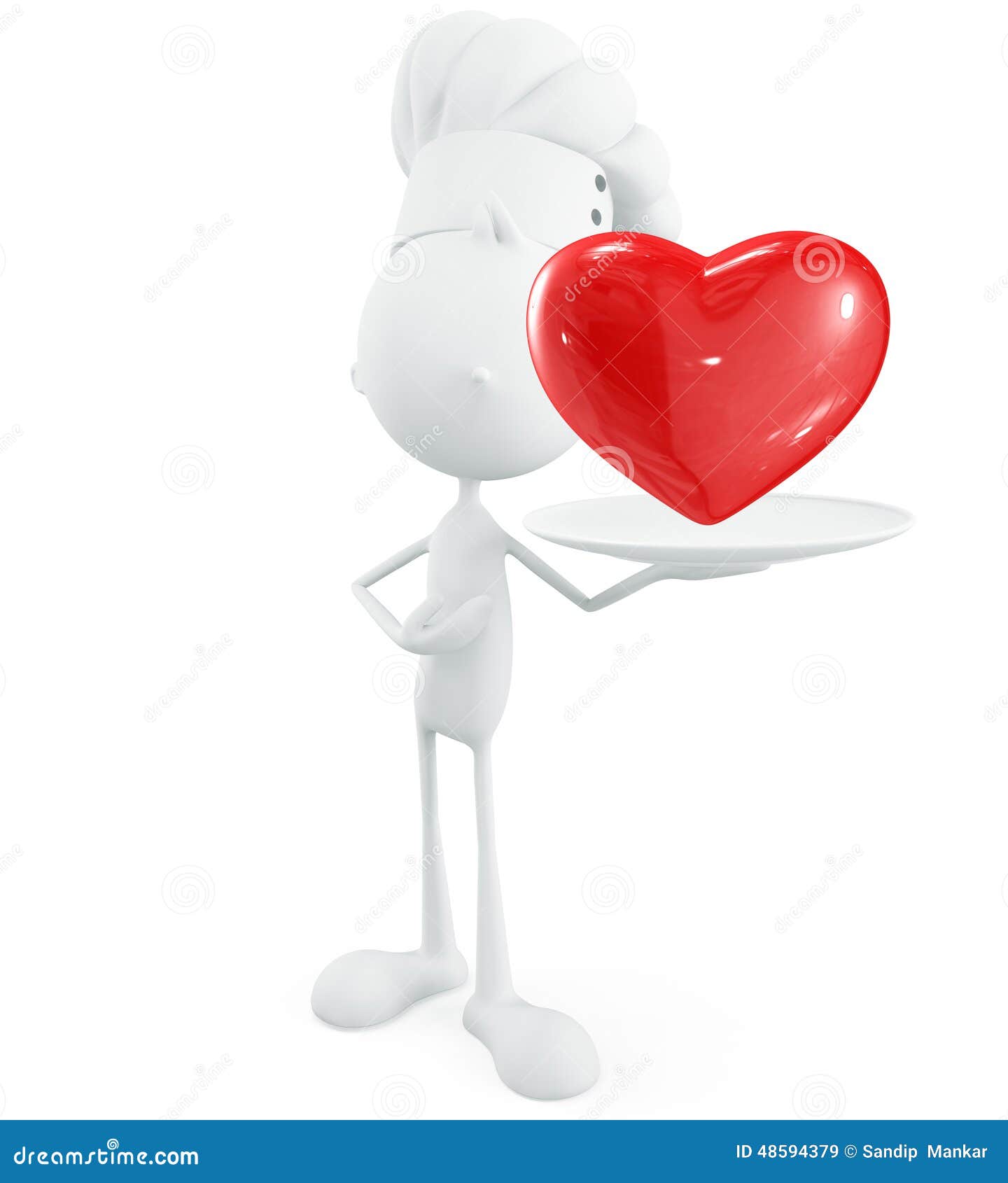 White chef with red heart stock illustration. Illustration of affection ...