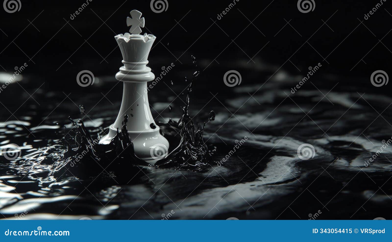White Chess King Splashing into Dark Liquid, Water Splash Concept Stock ...