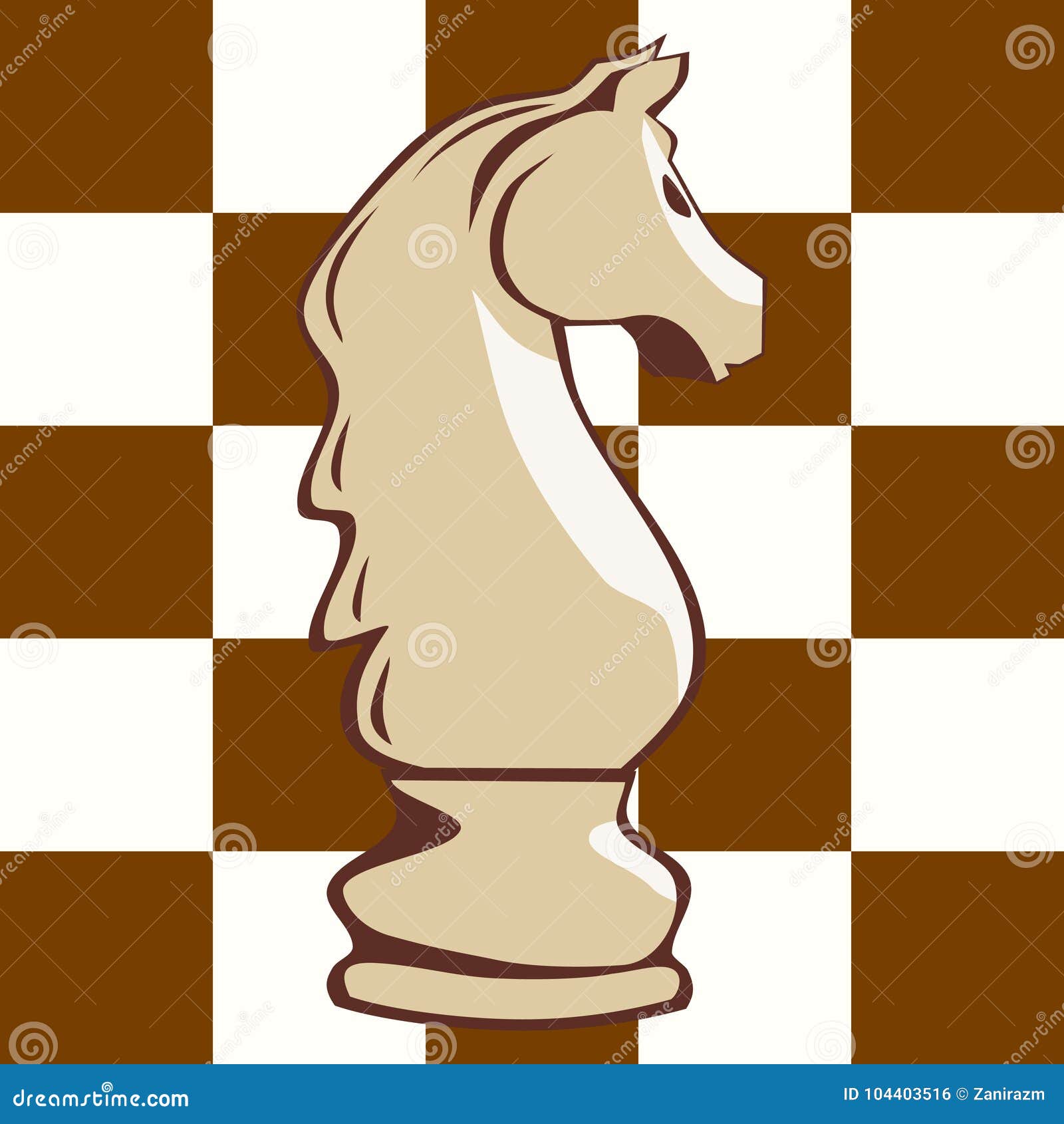 White Chess Knight on the Board Stock Vector - Illustration of ...
