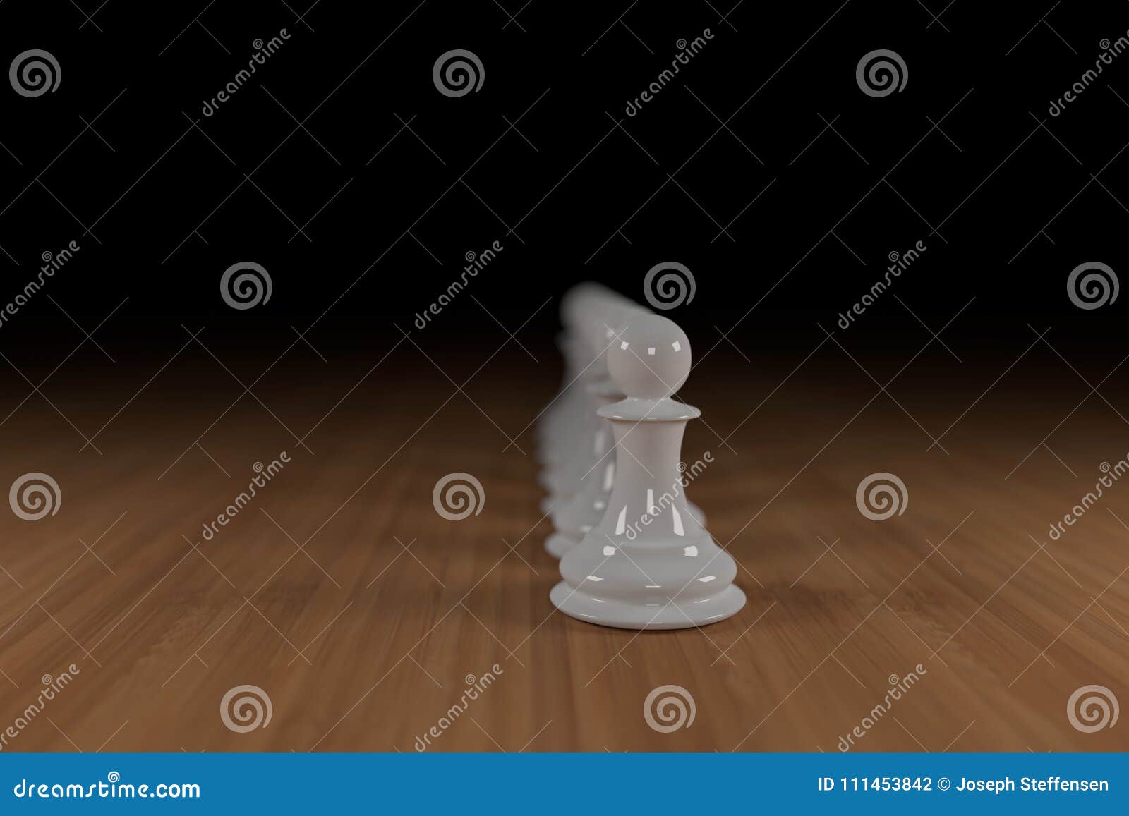 White Chess Pawn Line on a Wooden Surface Stock Illustration ...